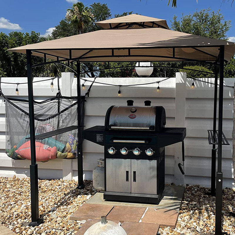 IDIABA 8'x 5' Grill Gazebo Canopy - Outdoor BBQ Gazebo Shelter with LED ...