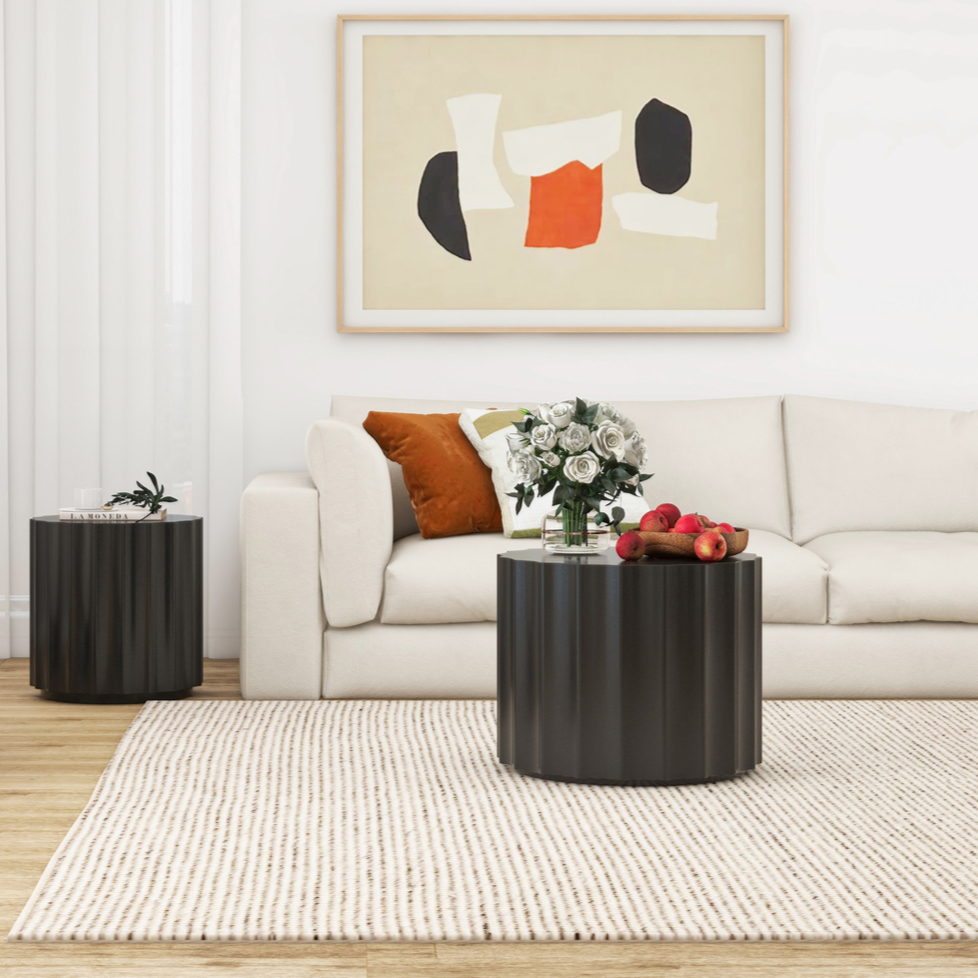 Orren Ellis Coffee Table Set Of 2, Round Coffee Table ,Nesting Coffet ...
