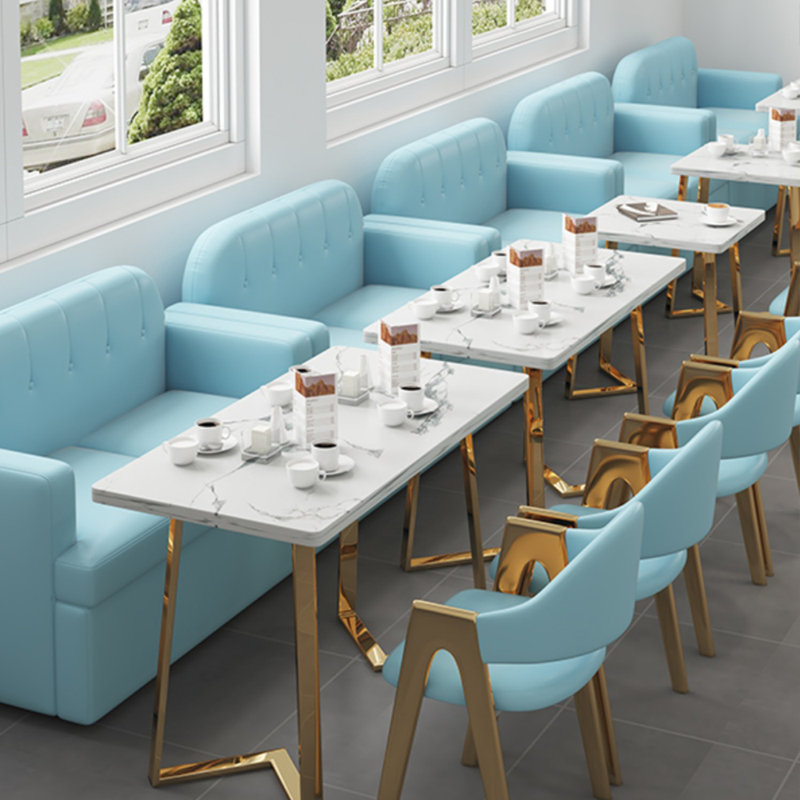 Canadian Linen Light Luxury Style Restaurant Cafe Benches Upholstered ...