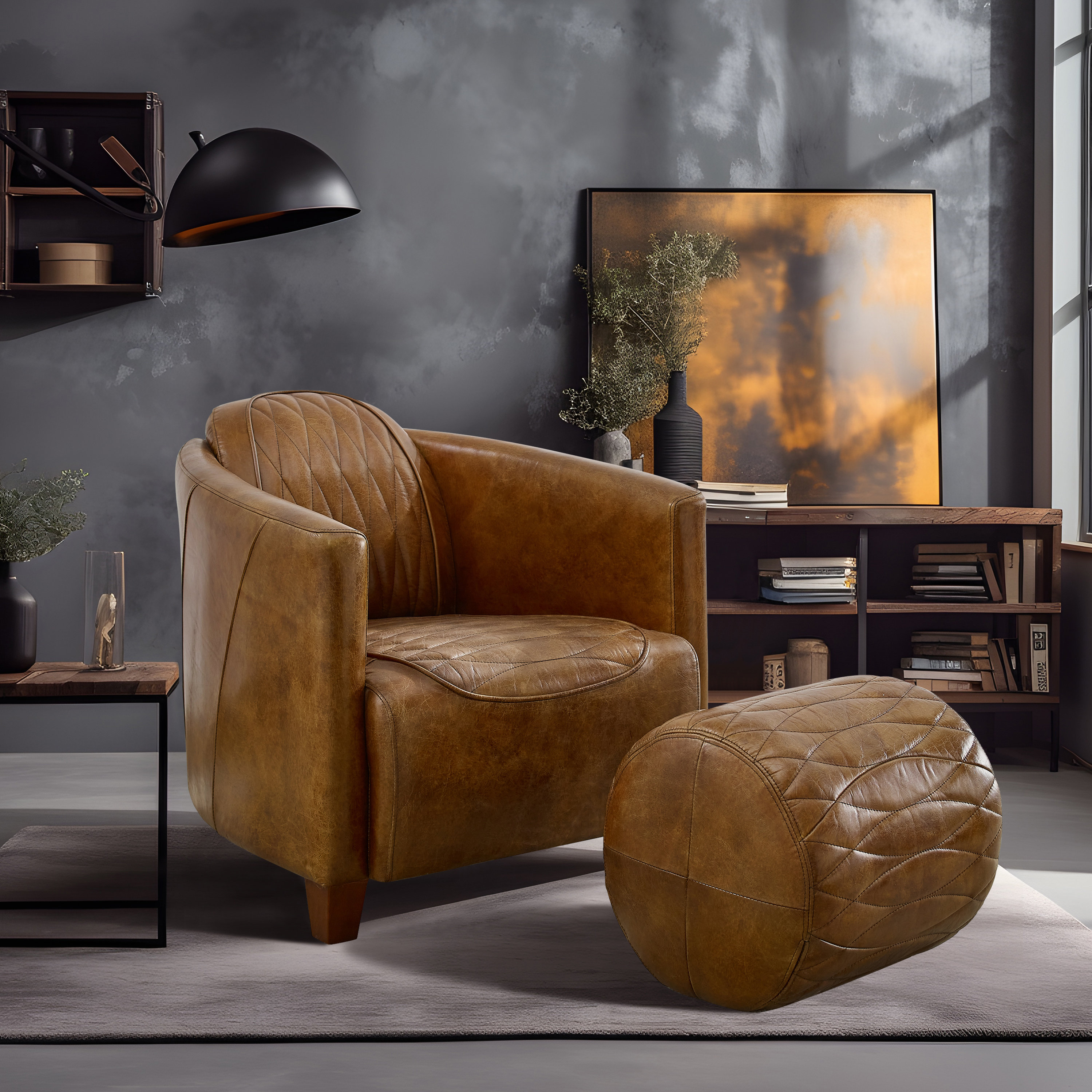 Loon Peak® Havannah 28.74 Wide Genuine Leather Lounge Chair with ...