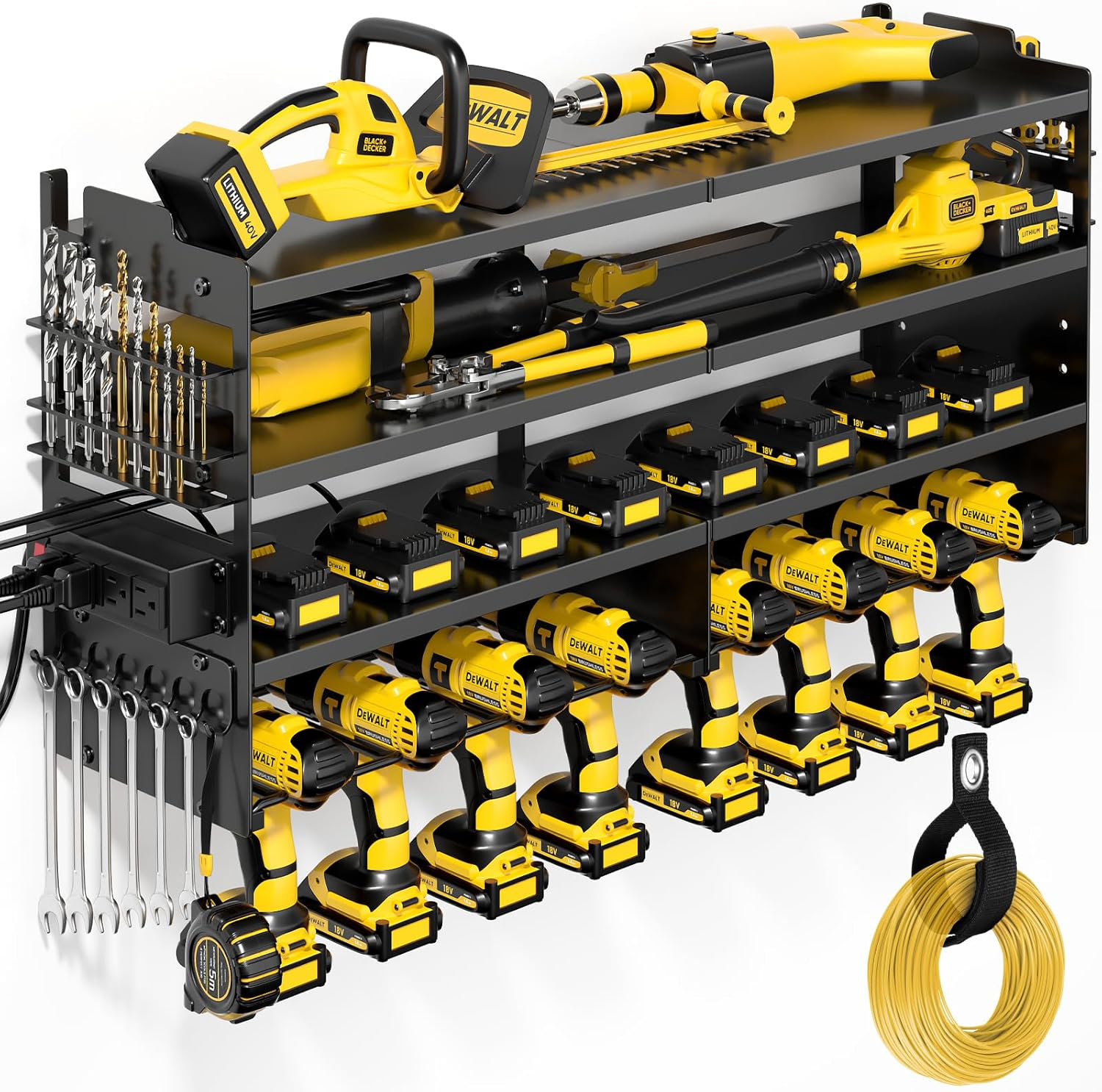 WFX Utility™ Wall-Mounted Power Tool Organizer With Charging Station, 4 ...