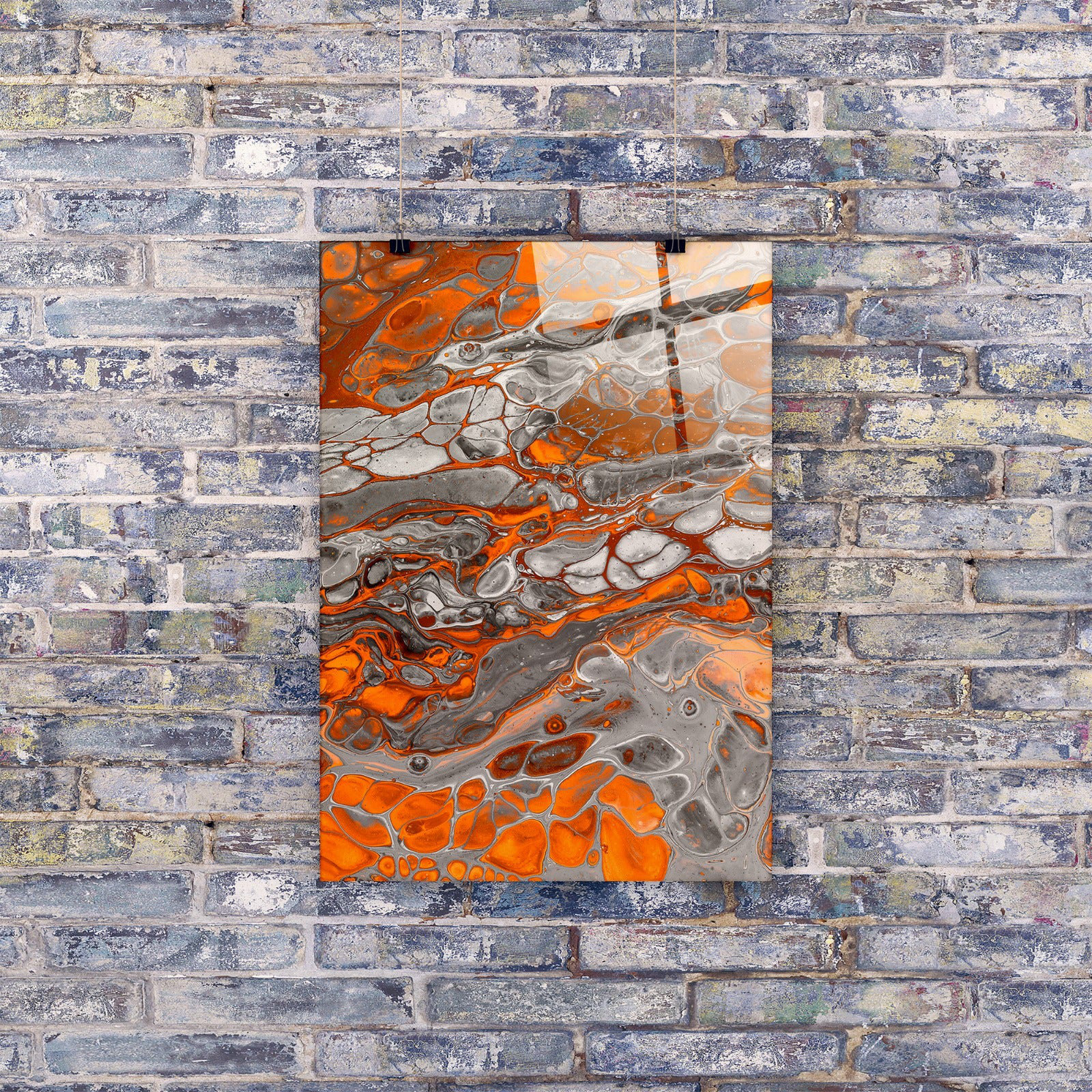 Ivy Bronx Fire Marble - Unframed Graphic Art on Glass | Wayfair