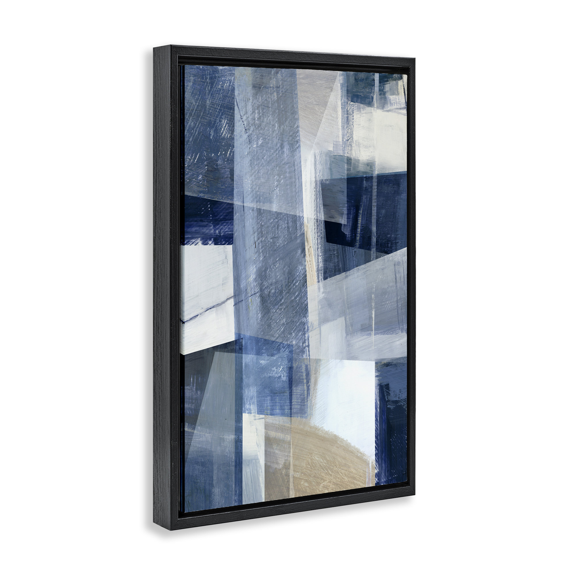 Latitude Run® Oblique Geometric Shapes Framed Floater Canvas by Hannah ...