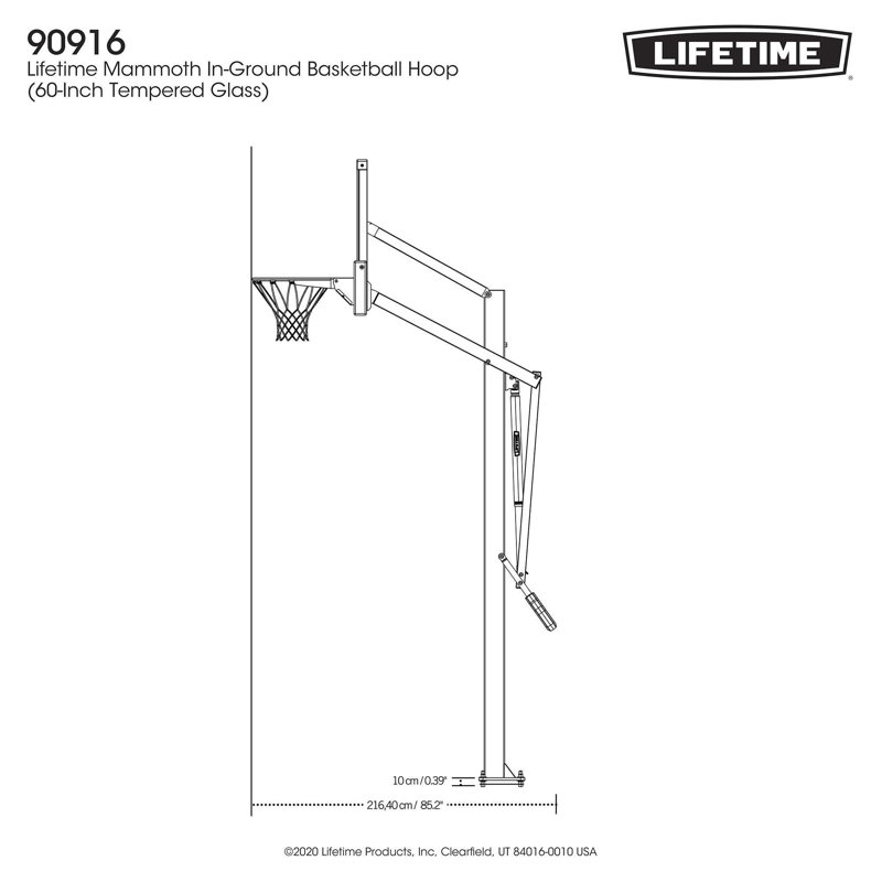 Lifetime Mammoth 60" Height Adjustable Bolt Down Basketball Hoop ...