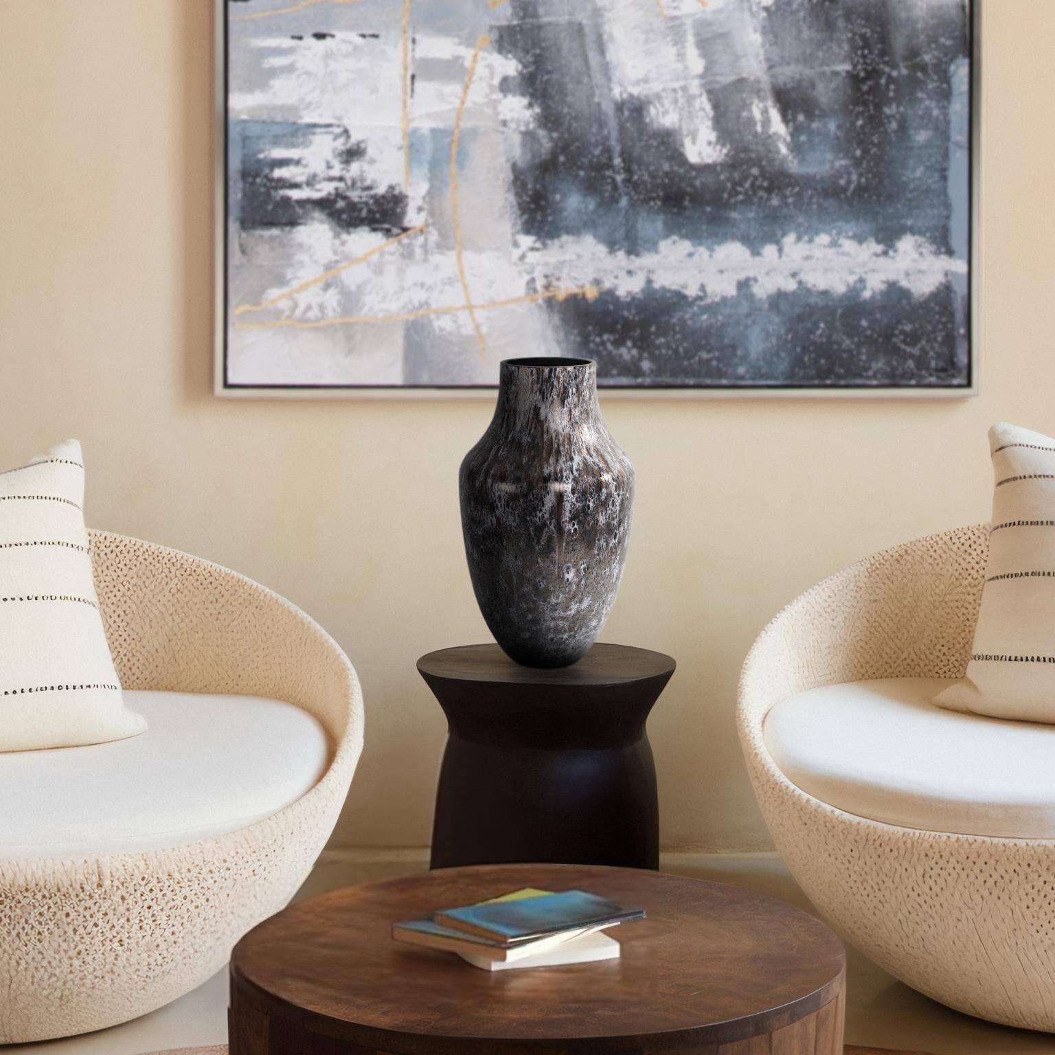 Wrought Studio™ Zynsky Art Glass in Deep Mocha Brown- Tall | Wayfair