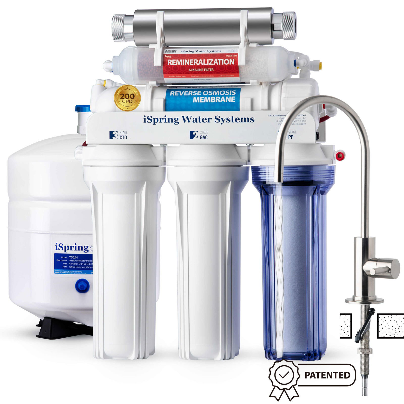 iSpring Water Systems iSpring RCC2AK, Upgraded 200 GPD, pH+ 6-Stage ...