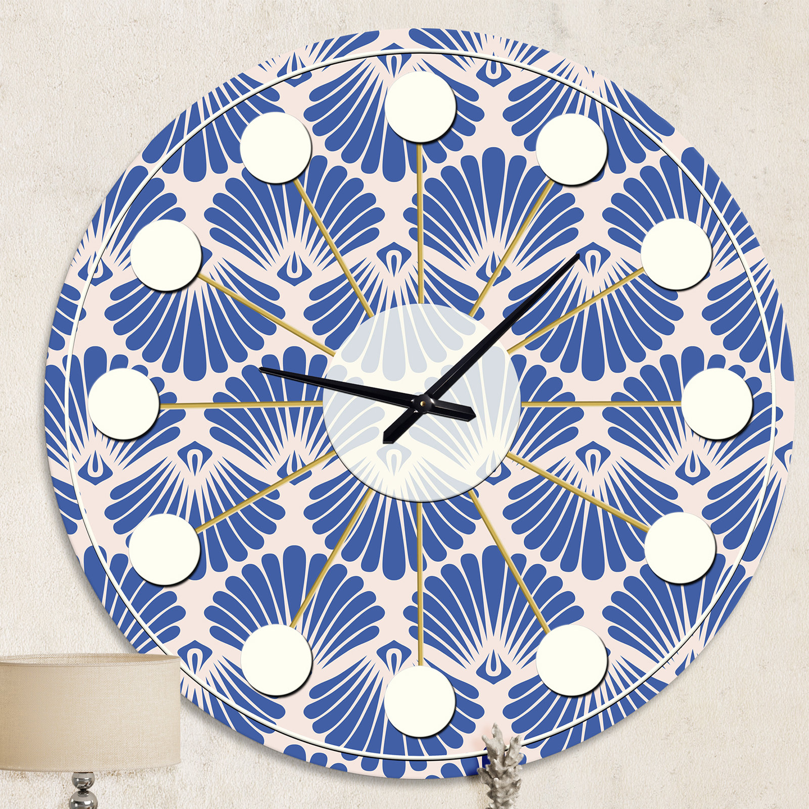 East Urban Home Retro Blue Waves - Mid-Century Modern wall clock | Wayfair