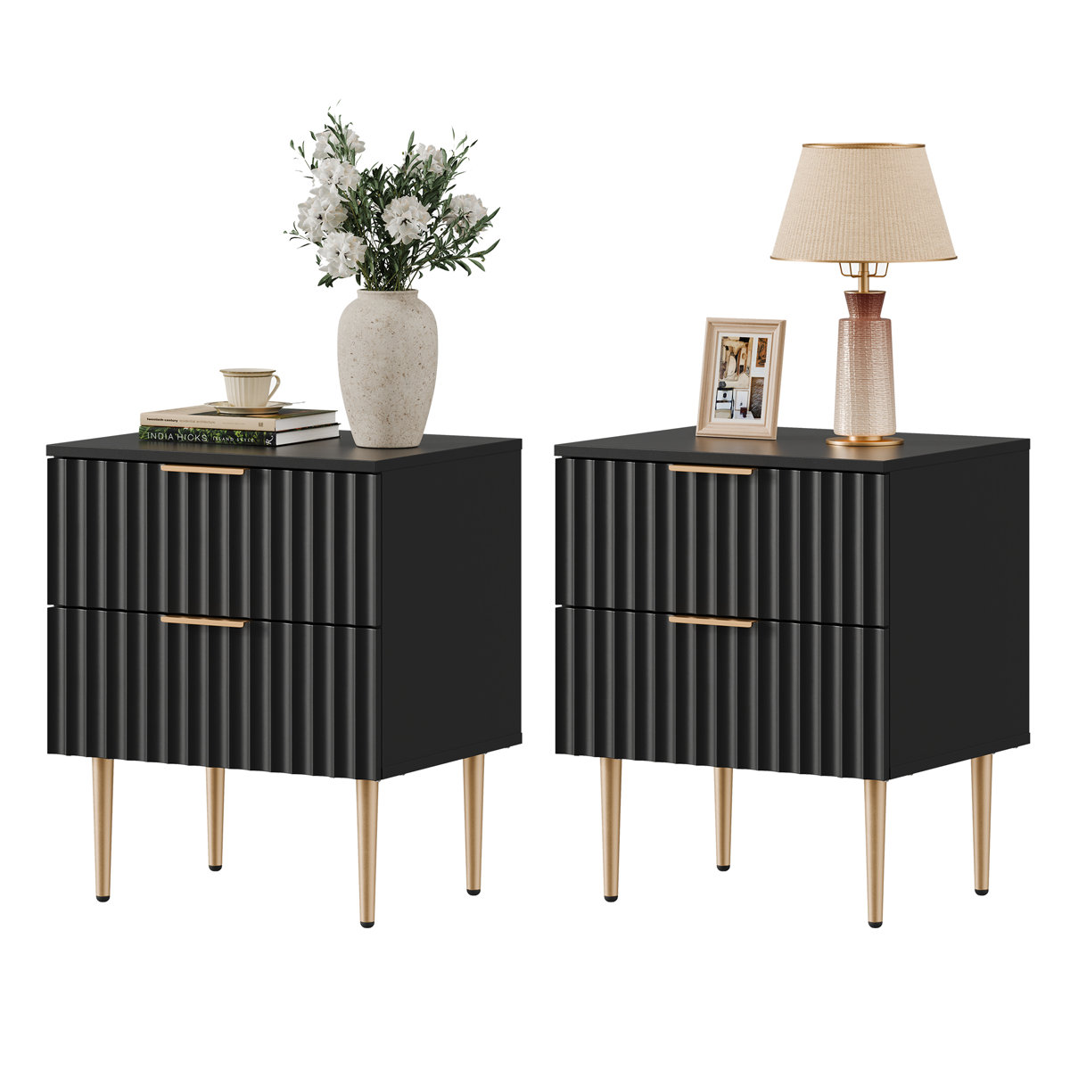 Mercer41 Rishaw Fluted Nightstand With 2 Drawers & Reviews - Wayfair Canada