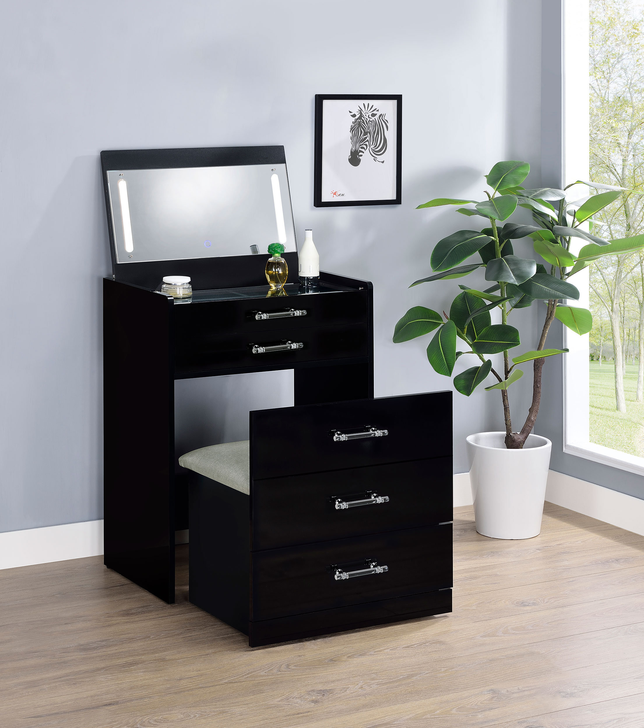 Latitude Run® Aurianne 3-Drawer Makeup Vanity & Stool Set & Reviews ...