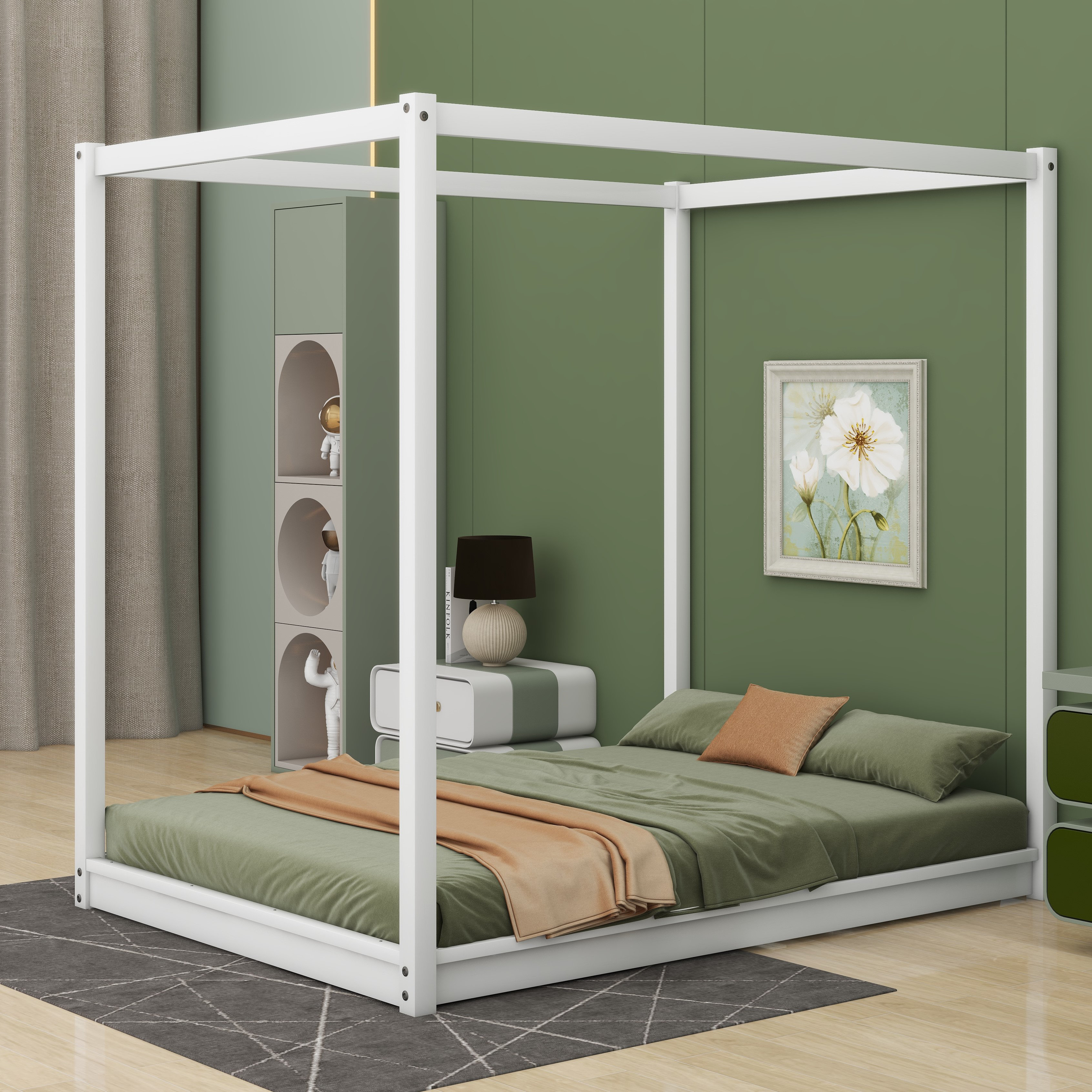 Latitude Run® Morgan Full Size Canopy Platform Bed With Support Legs ...