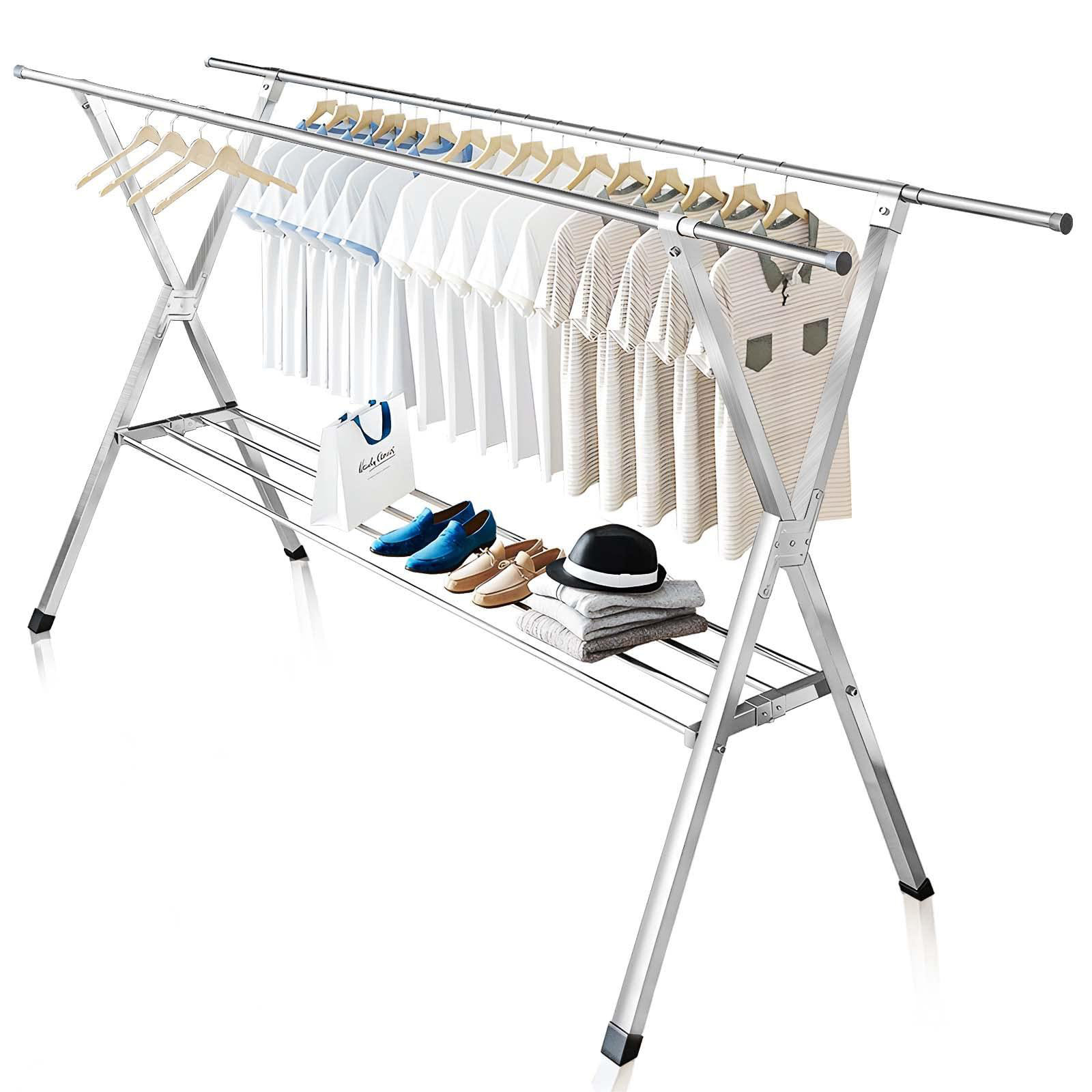 COOREL Clothes Drying Rack 2 Tiers, Heavy Duty Drying Rack Clothing ...