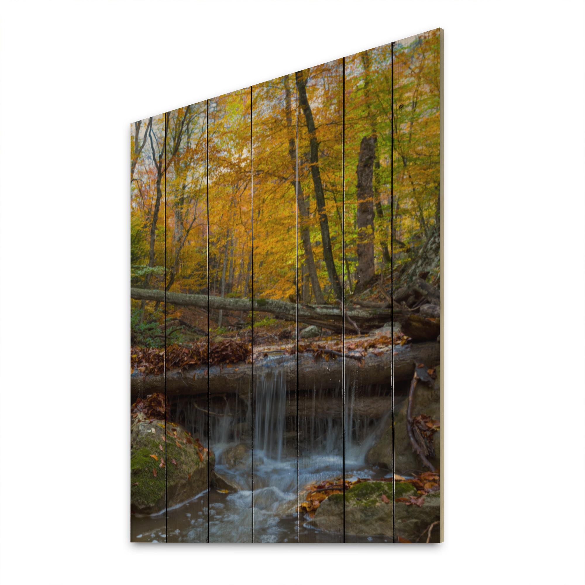 Millwood Pines Autumn Mountain River - Traditional Wood Wall Art Panels ...