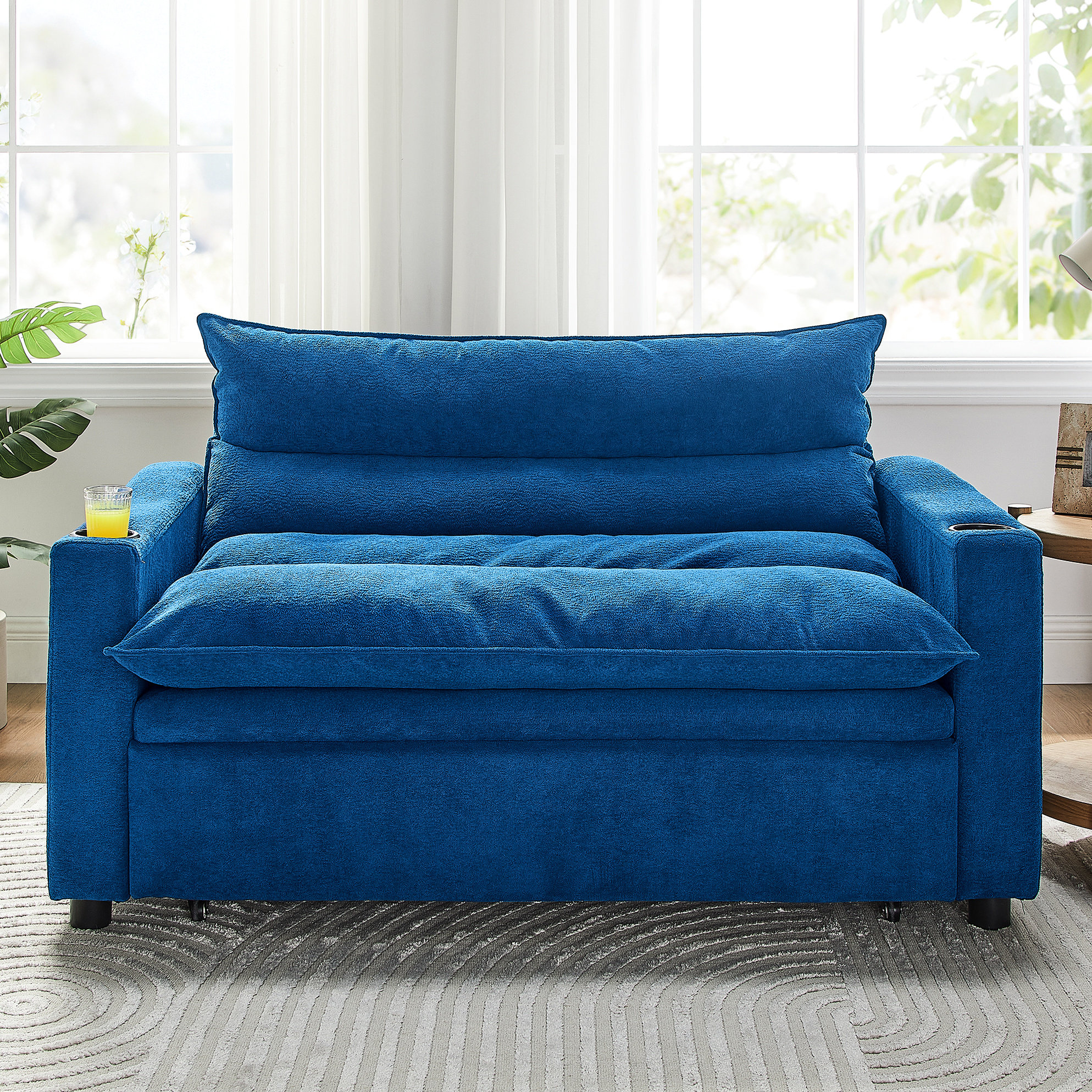 Ebern Designs 47'' Chaise Lounge 31 Multi-functional Convertible Velvet ...