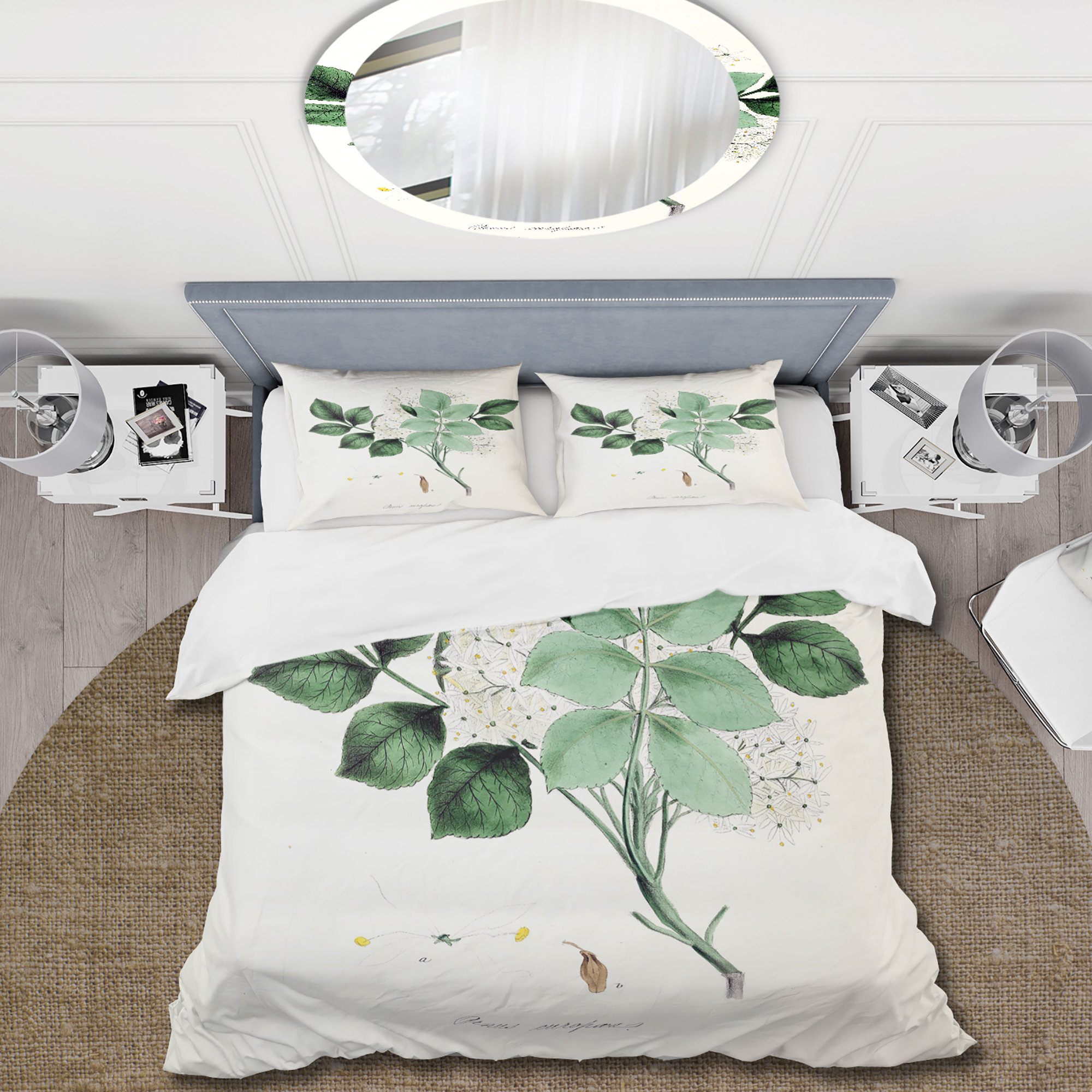 Design Art Vintage Blossoming Flower IV - Farmhouse Duvet Cover Set ...