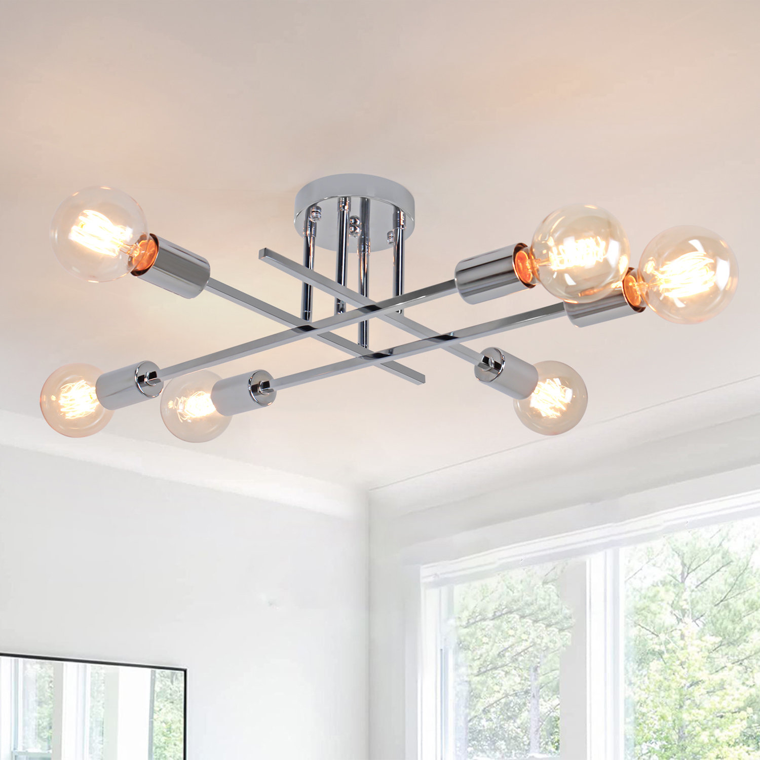 Corrigan Studio® Corrigan Studio 6-Lights 20.19" Sputnik Semi Flush ...
