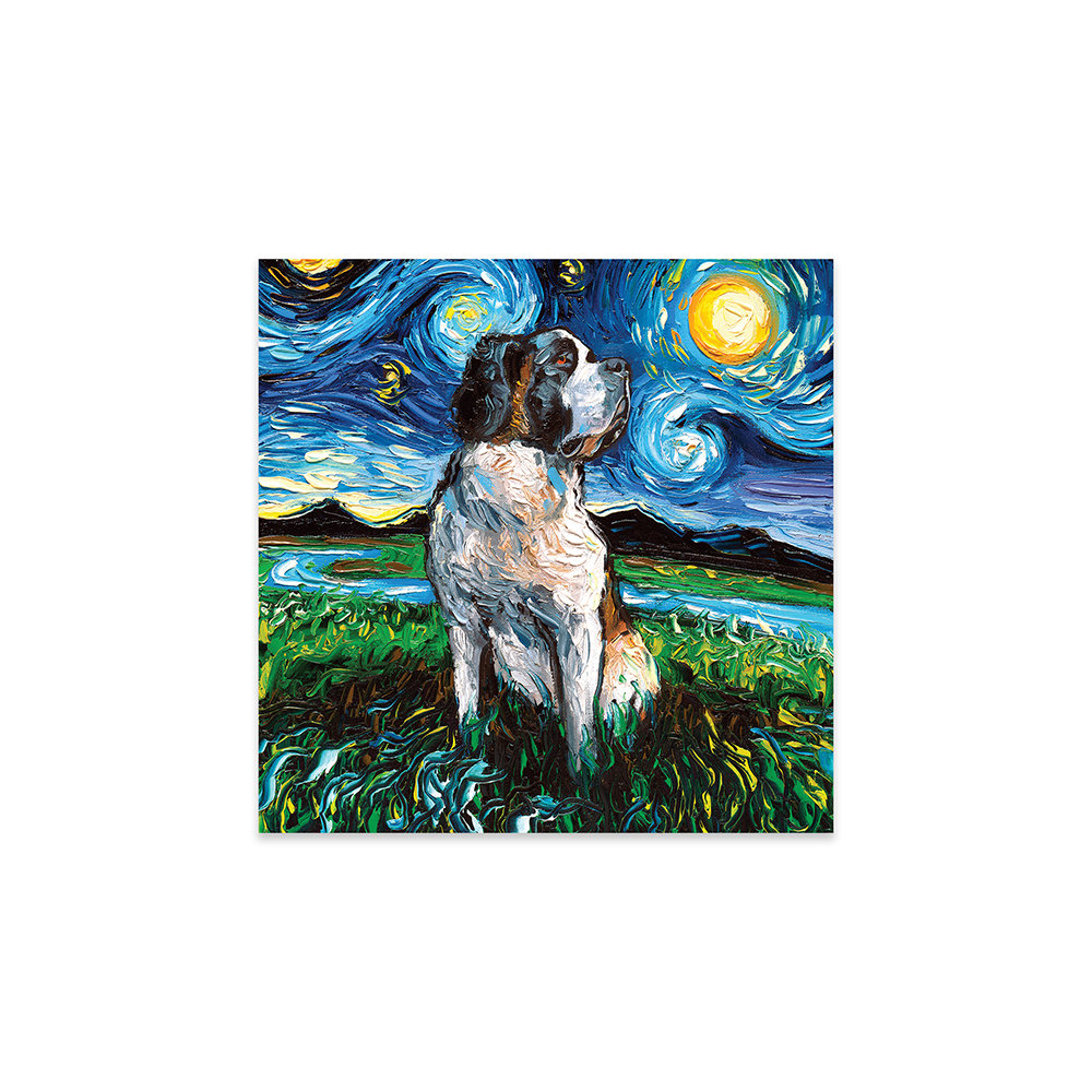 Red Barrel Studio® Saint Bernard Night On Plastic / Acrylic by Aja ...
