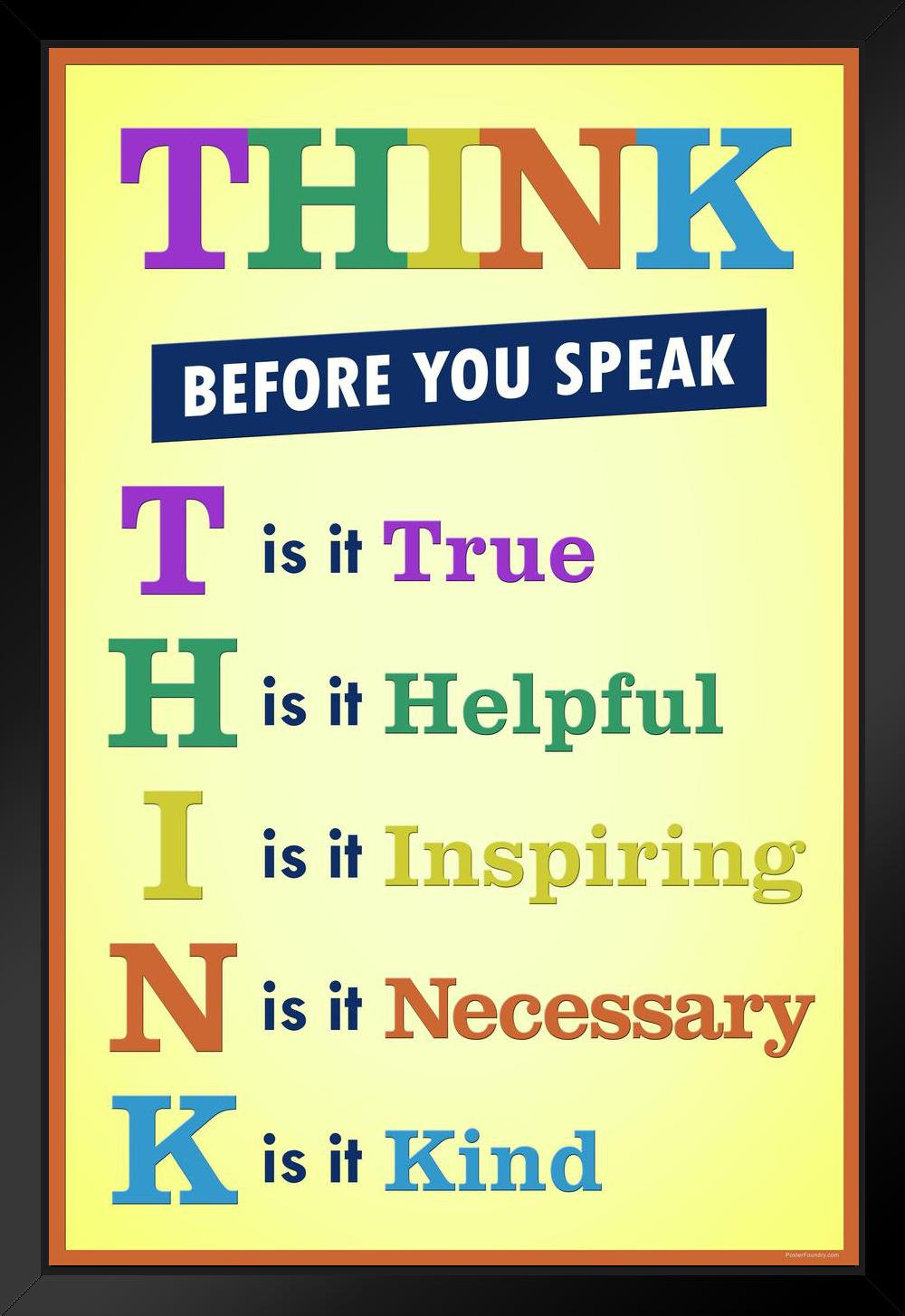 Trinx Classroom Sign Think Before You Speak Motivaltional Inspirational ...