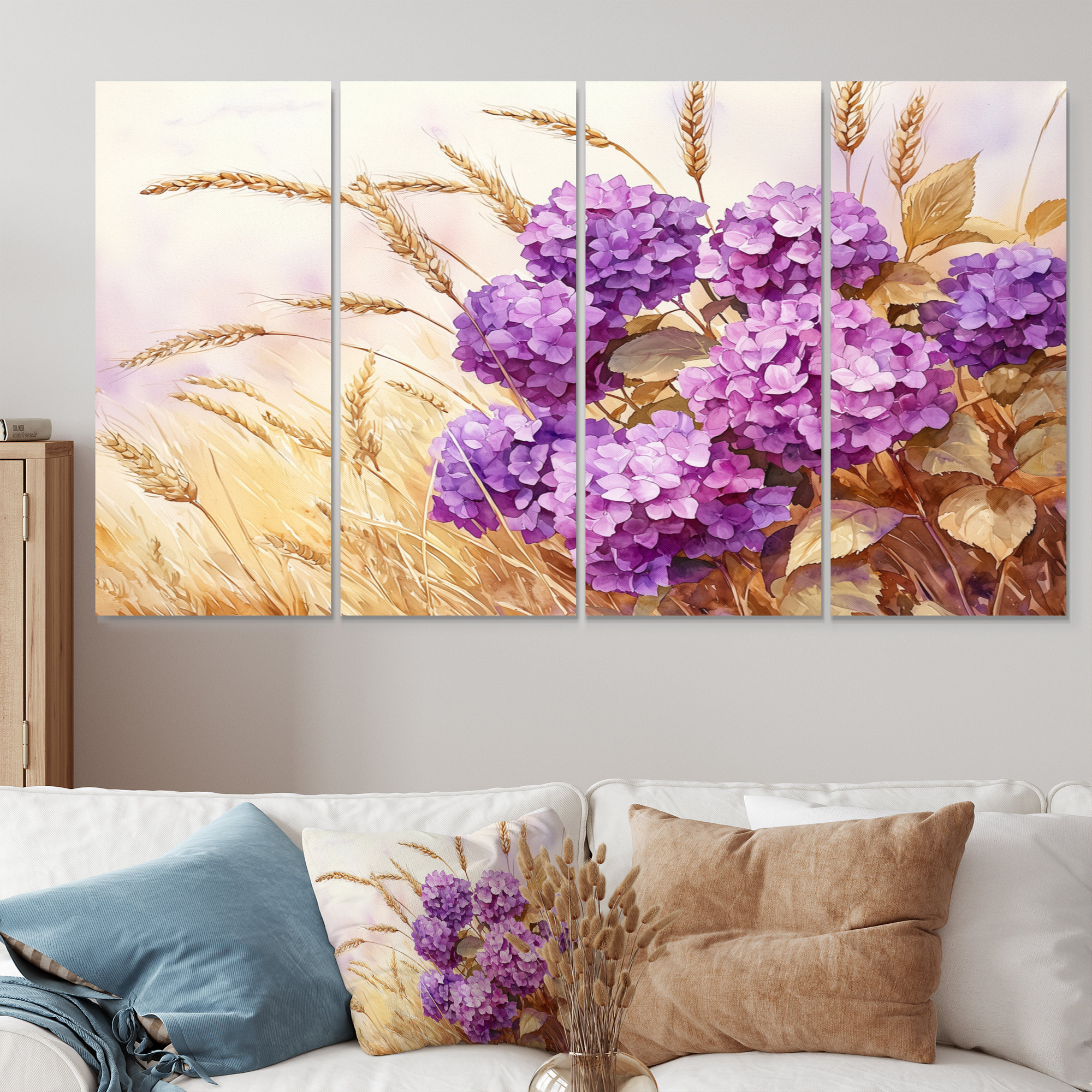 Red Barrel Studio® Hydrangeas In The Wheat Harvest III - Hydrangea Wall ...