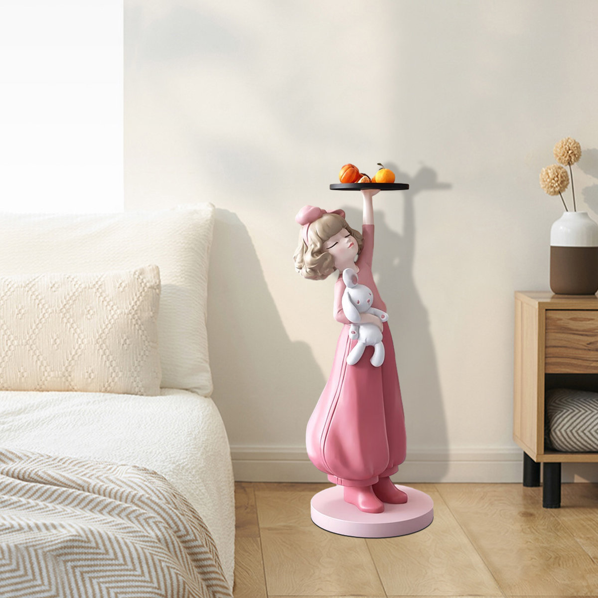 LIYONG Girl And Rabbit Floor Standing Ornaments - Wayfair Canada