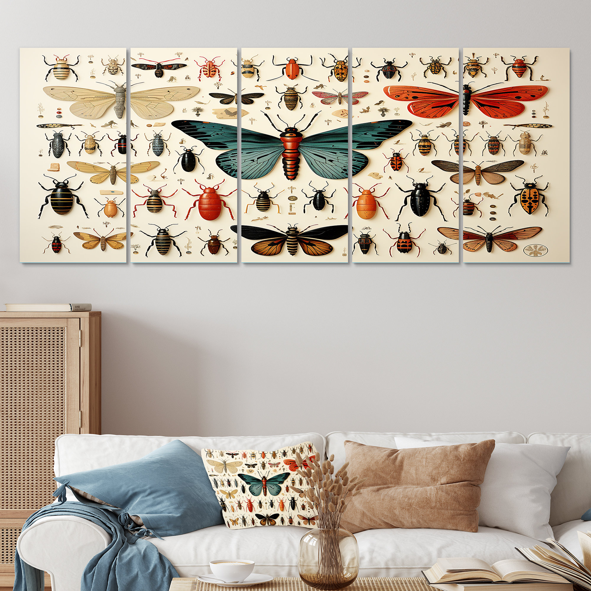 Gracie Oaks Blue And Orange Insects And Bugs - Insects & Bugs 5 Piece ...