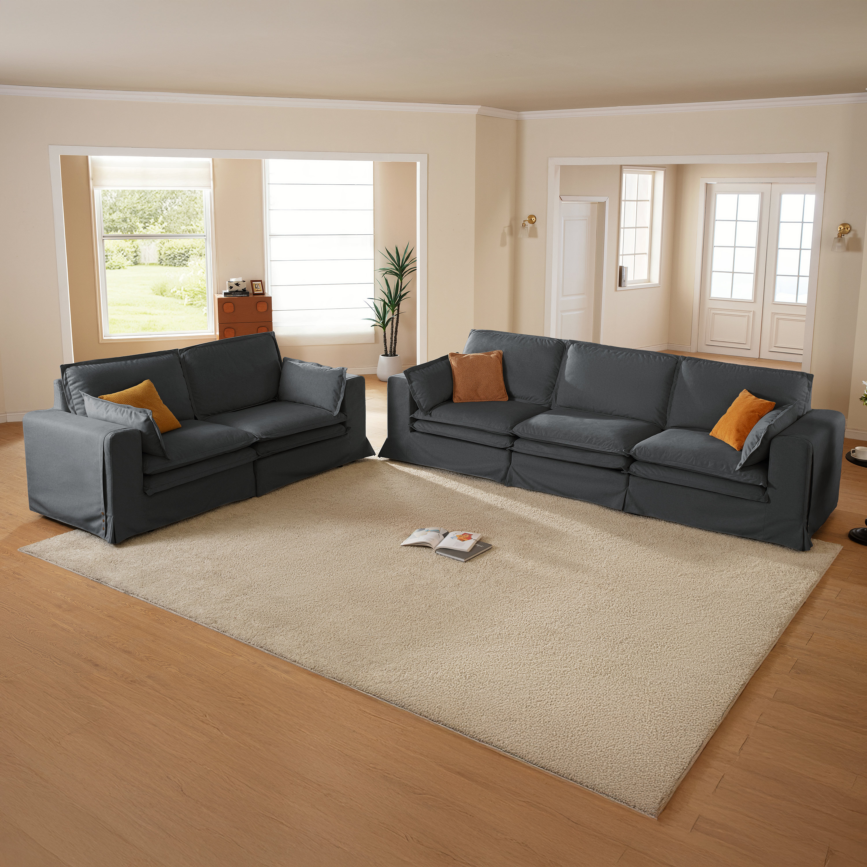 Latitude Run® 125" Oversized 2-piece Couch Sets For Living Room ...