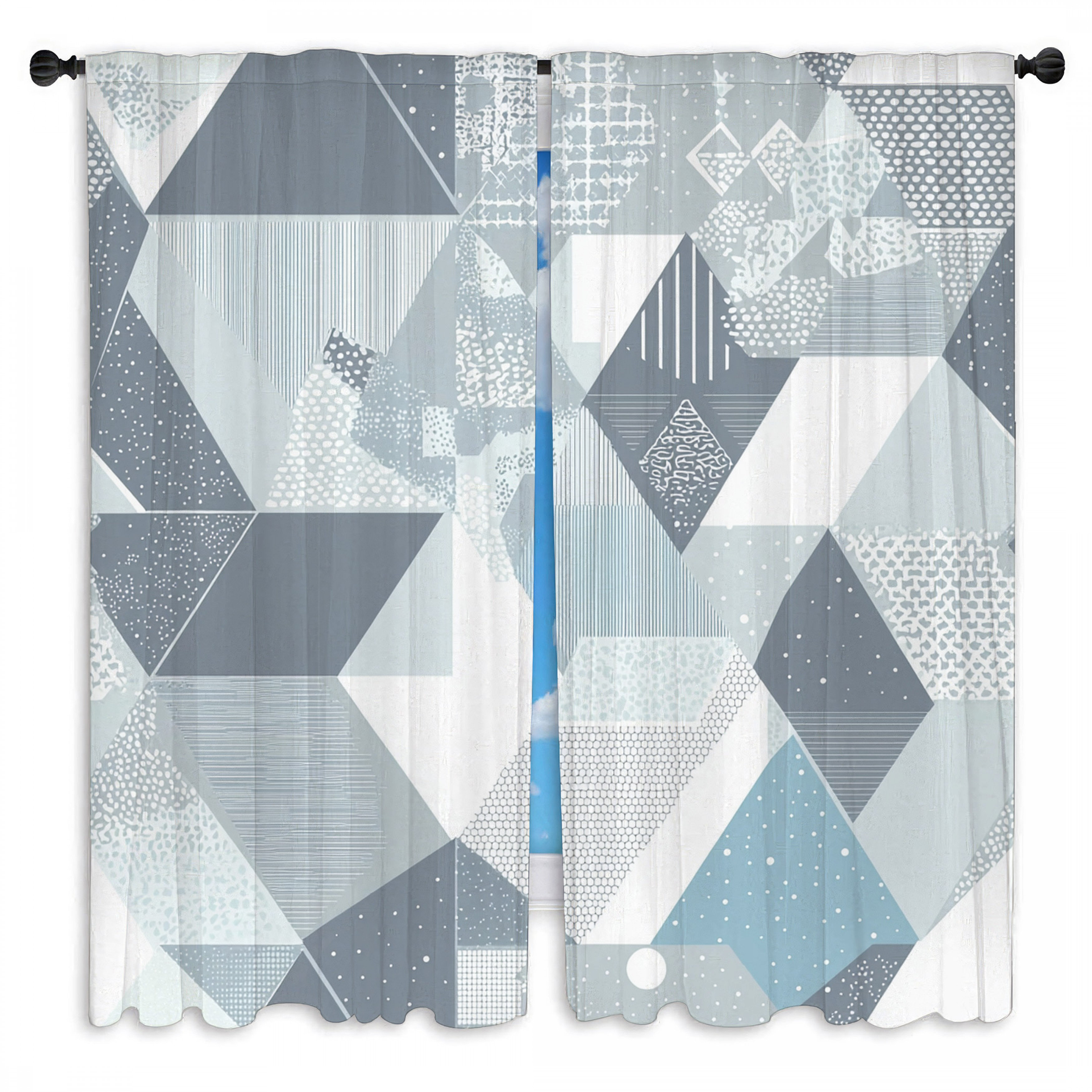 Orren Ellis Geometric Shape Window Curtains Abstract Minimalist Drapes ...