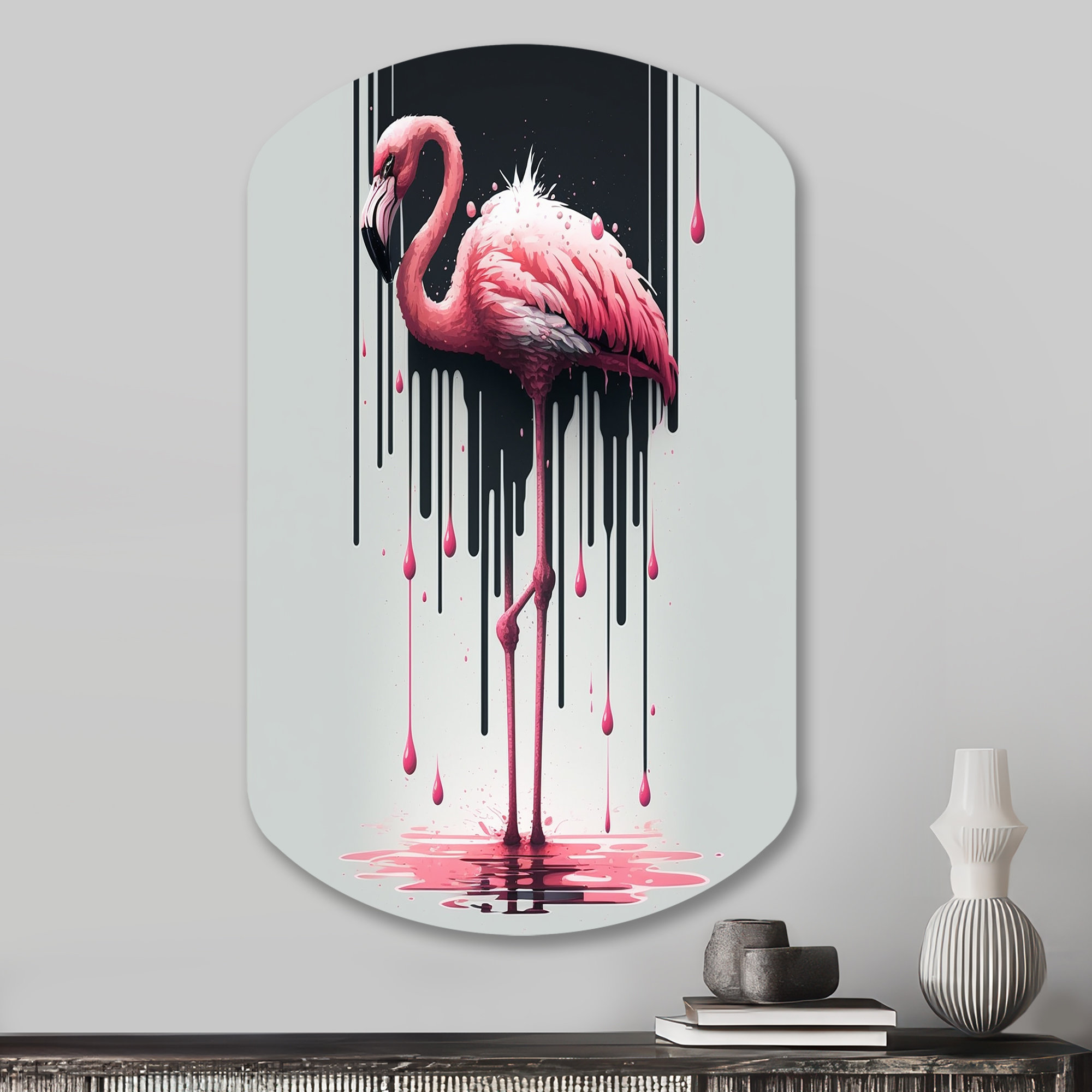 Bay Isle Home™ Flamingo With Paint Dripping1 - Flamingo Cylinder Shape ...