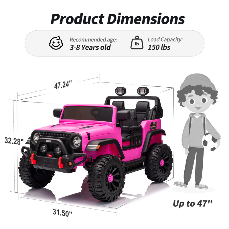 Outfunny 24 Volt Ride on Toys for Big Kids, 4WD 2 Seater Kids Electric ...