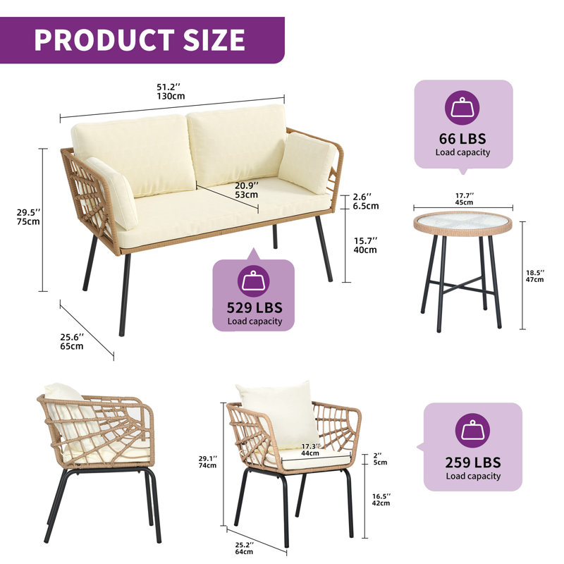 Bay Isle Home™ 4 - Person Outdoor Seating Group | Wayfair