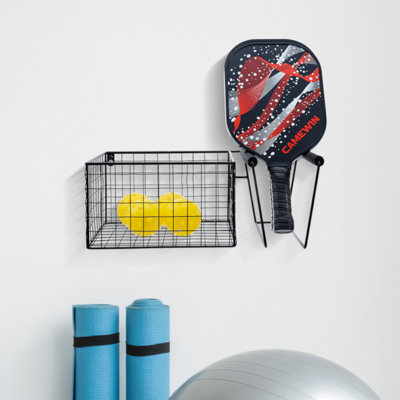 WFX Utility™ Wall Mounted Pickleball Paddle Sports Ball Storage Rack ...