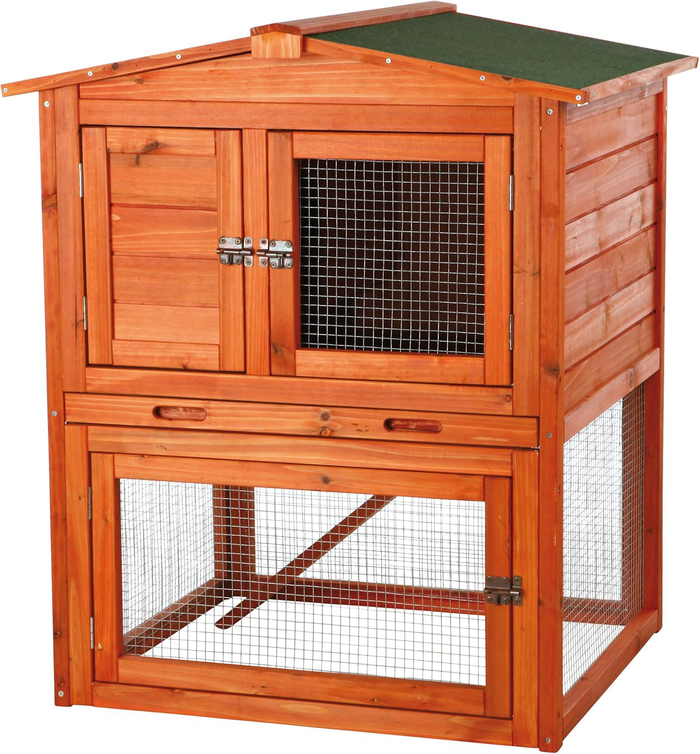Archie & Oscar™ Natura Single Rabbit Hutch With Run, 2-Storey With Ramp ...