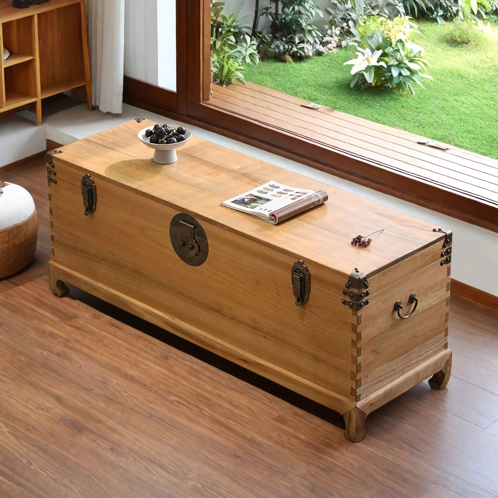 HUGESTO Burlywood Camphor Solid Wood Accent Trunk - Wayfair Canada