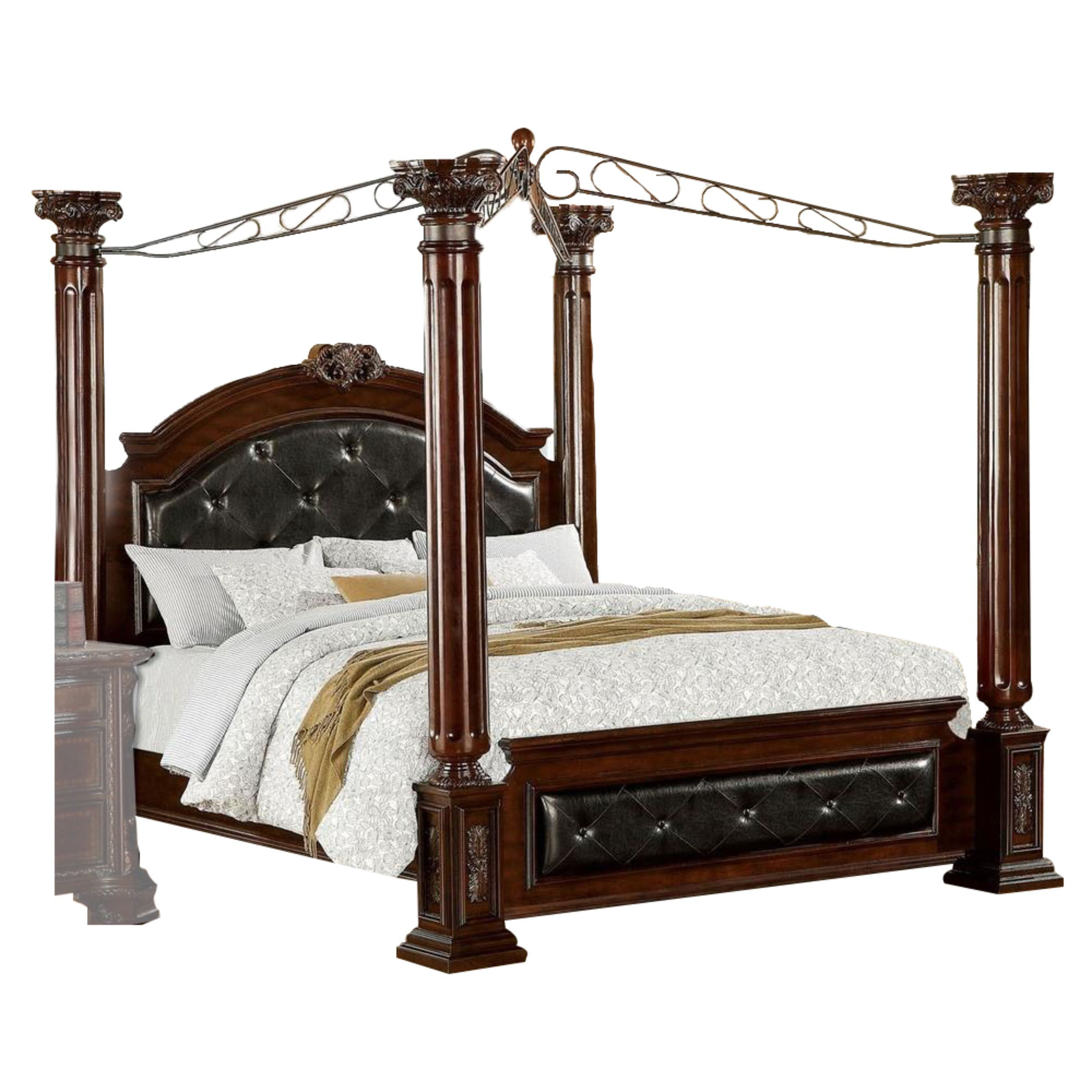 Astoria Grand Acle Tufted Upholstered Canopy Bed | Wayfair