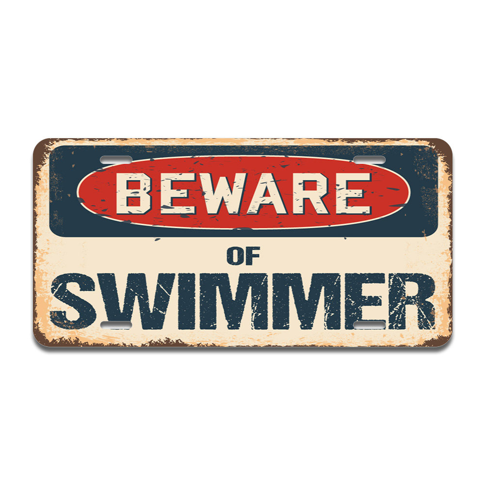 SignMission Beware of Swimmer Aluminum Plate Frame | Wayfair