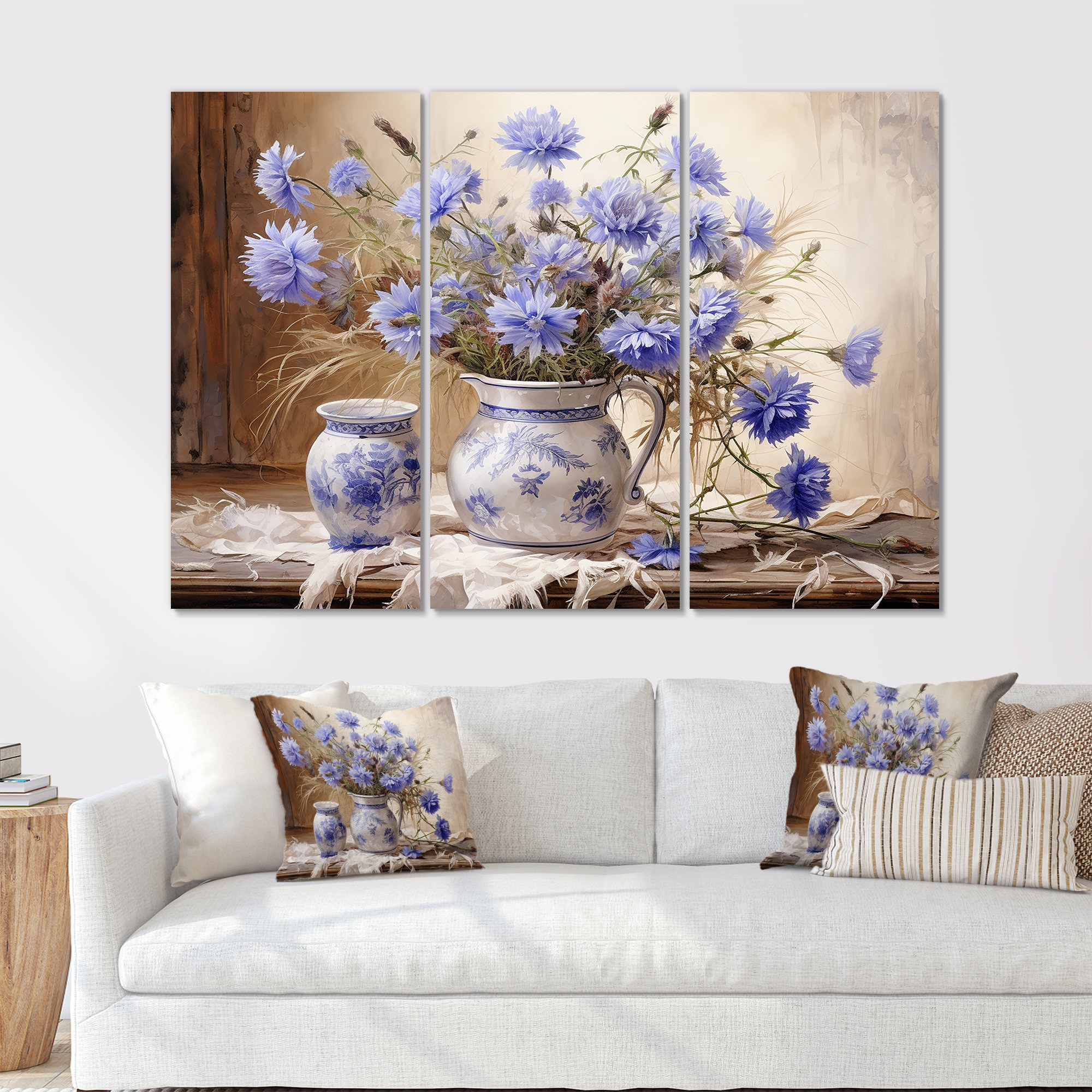 Lark Manor™ Cornflowers Farmhouse Still Life - Cornflowers Wall Decor ...