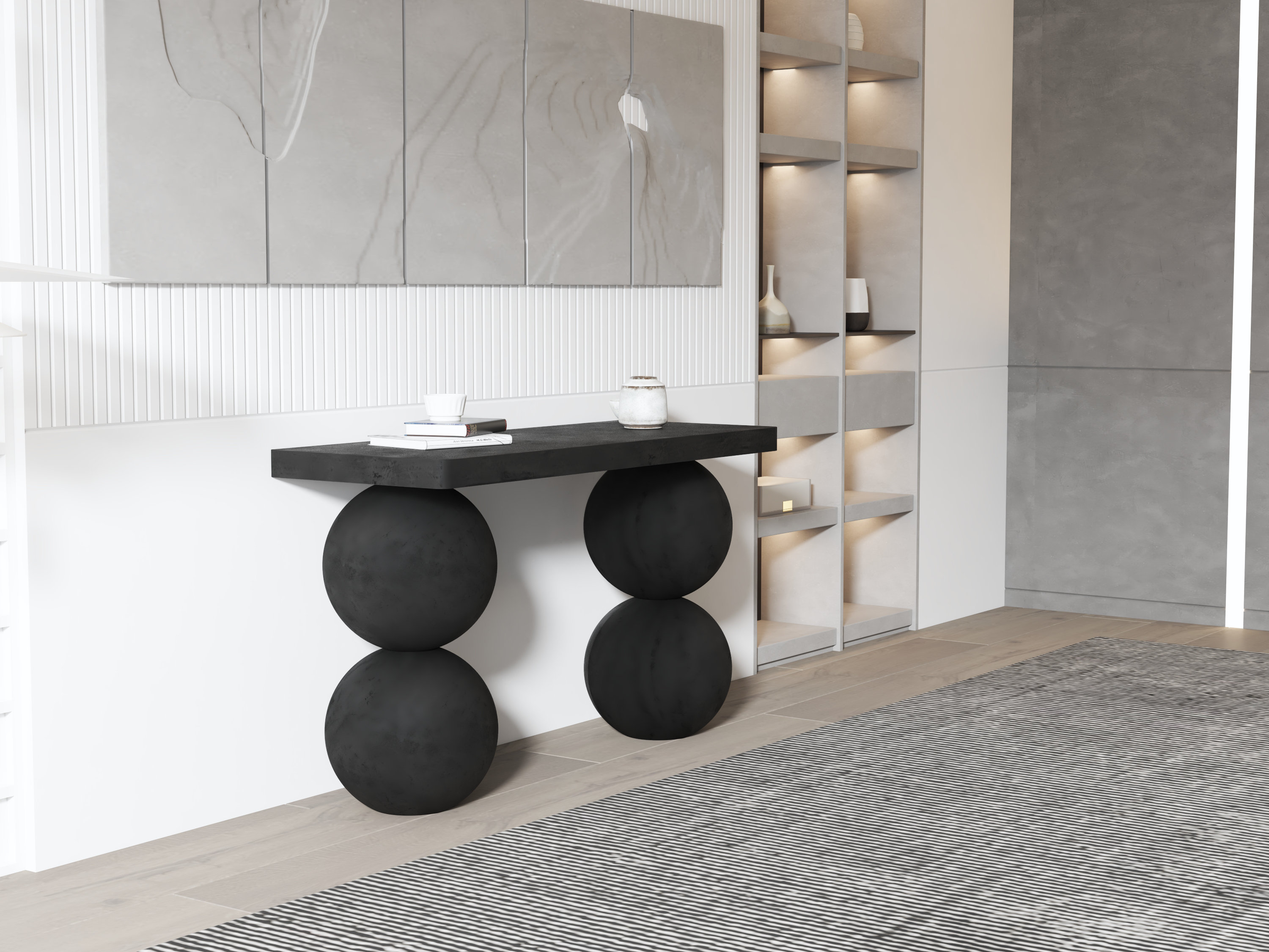 Wade Logan® Caedance Console Table Large In Black Concrete | Wayfair