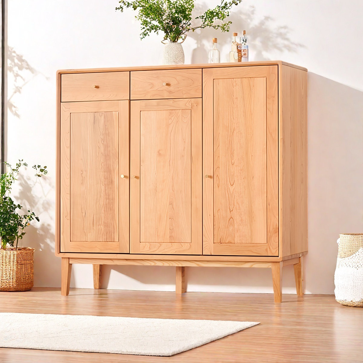 Licalilo Solid Cherry Wood Storage Cabinet Shoe Cabinet | Wayfair