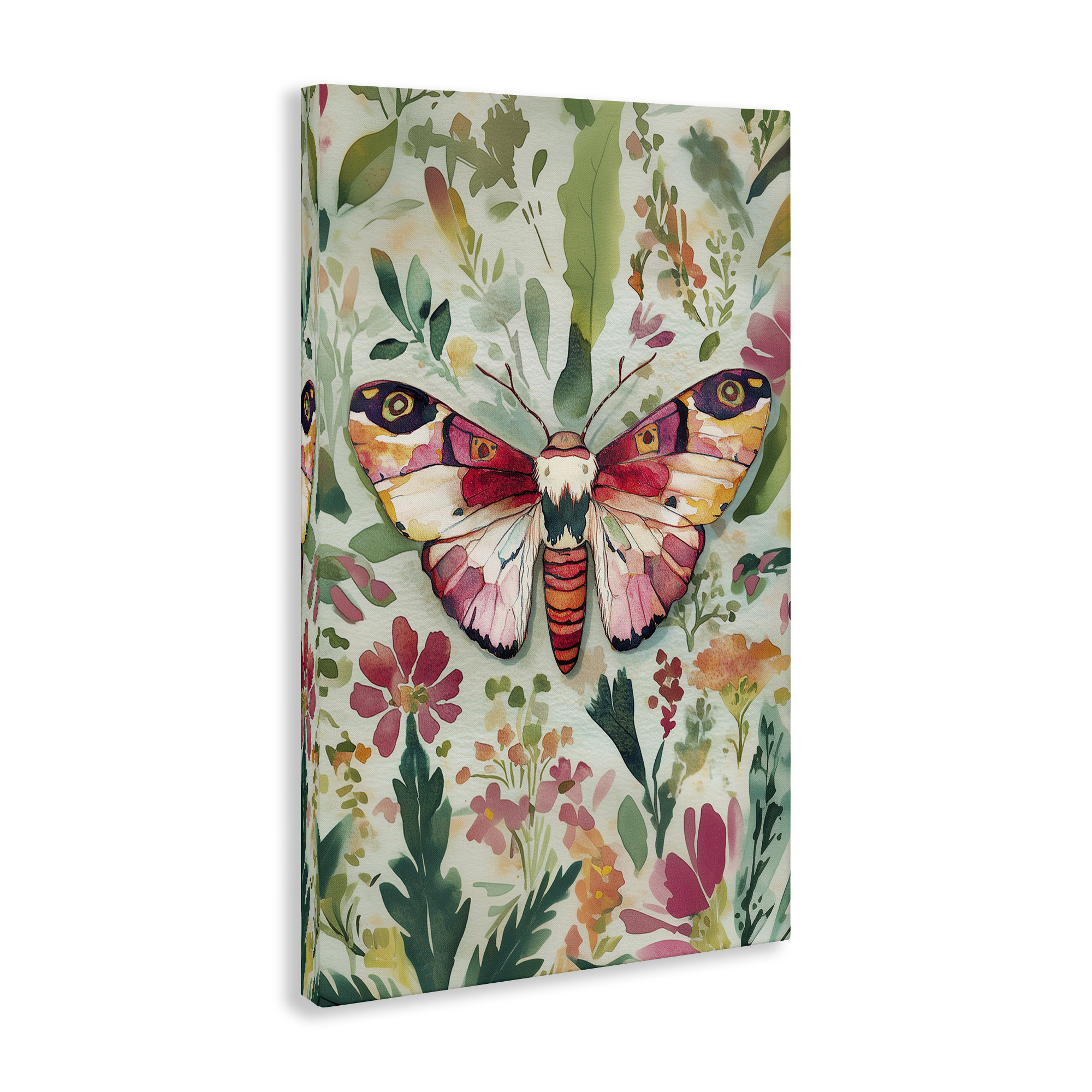 Breakwater Bay Butterfly over Abstract Flowers Canvas, design by The ...