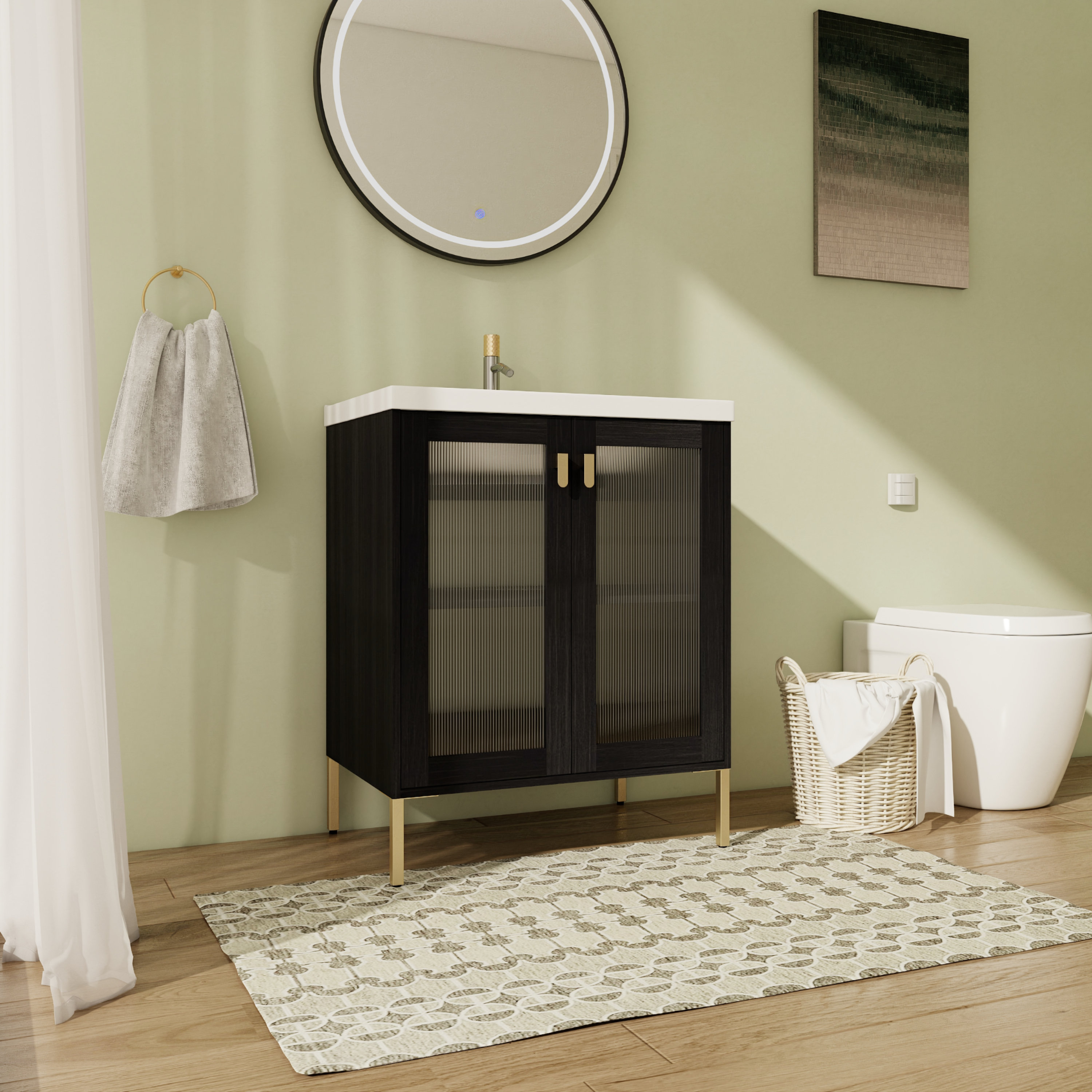 Ebern Designs Haranu 27.87'' Single Bathroom Vanity with Ceramic Top ...