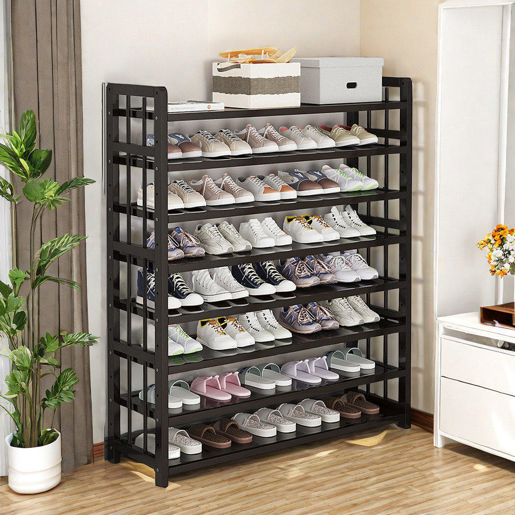 Rebrilliant 8 Tier 40 Pair Black Bamboo Shelf Shoe Rack - Wayfair Canada