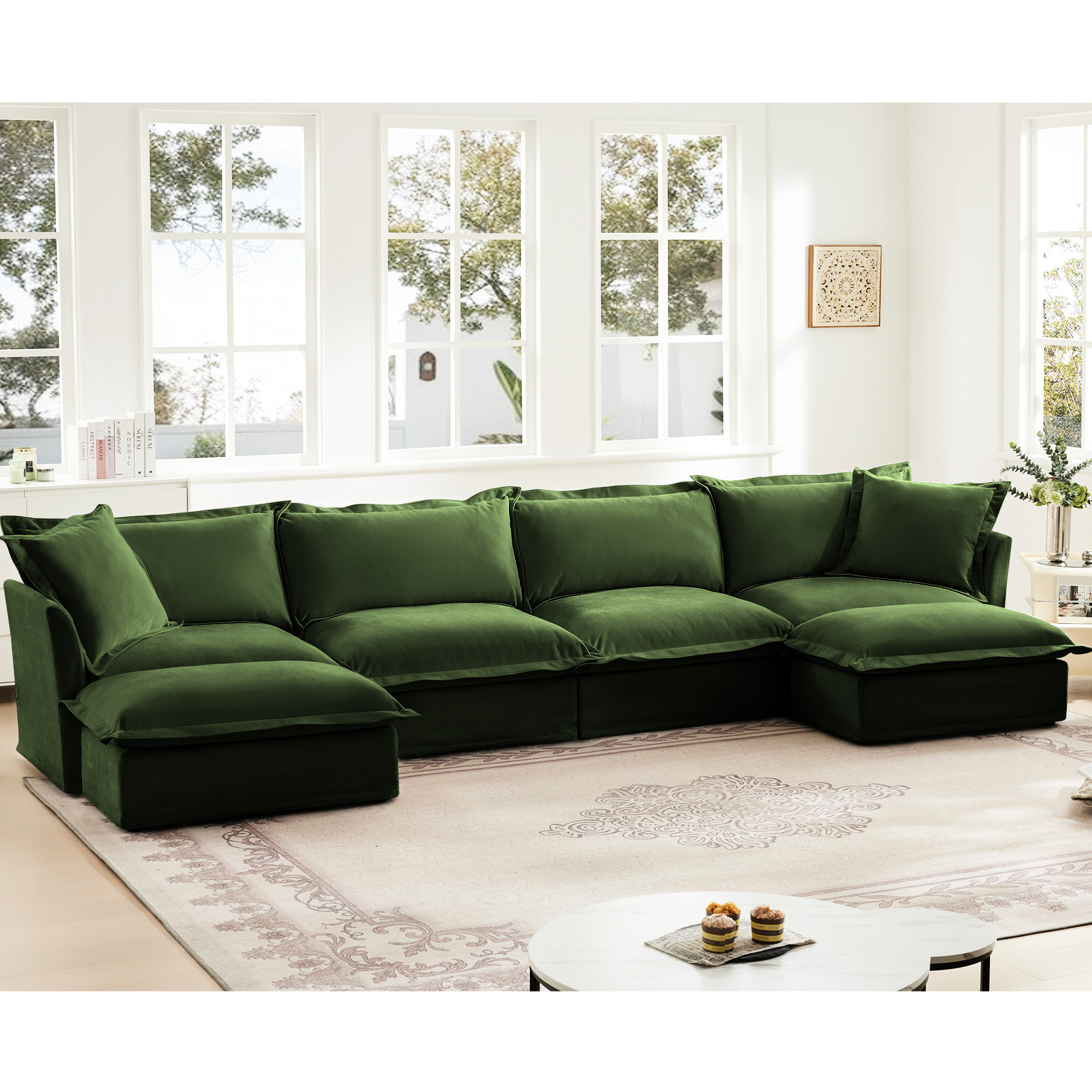 Hokku Designs 4 Seater With Chenille Fabric Cover, U Shape Sectional, Deep Seat Joyful French ...