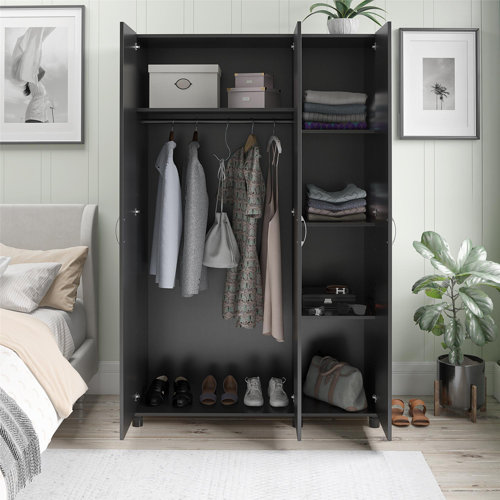 WFX Utility™ Aleg 3 Door Wardrobe with Clothing Rod & Adjustable ...