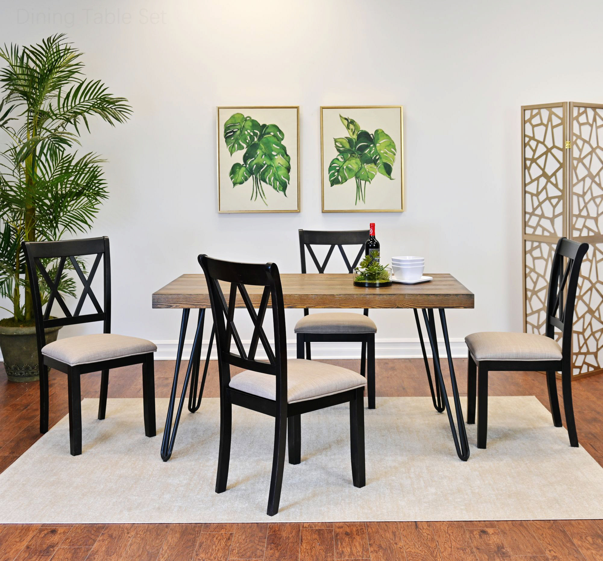 Breakwater Bay 5-Piece Dining Table Set, Dining Table With 4 Cross-Back ...