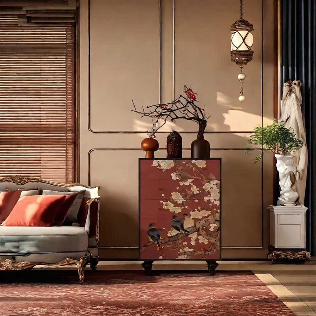 Liu's ink furniture Elegant Storage Cabinet with 5 Organized Drawers ...