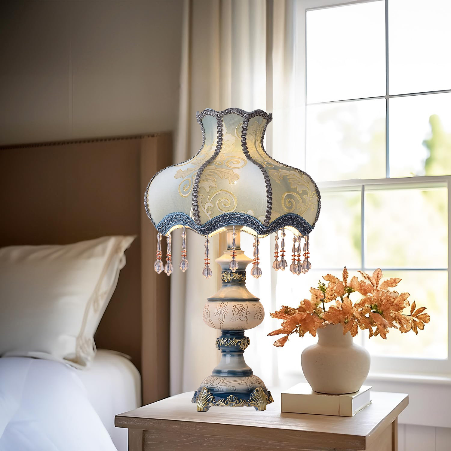 Bloomsbury Market Vintage Blue Bedside Table Lamp | Wayfair