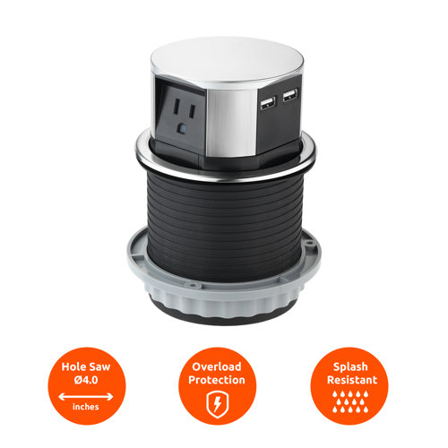 Link2Home 15 Amps Tamper Resistant Triplex Outlet with USB Port ...