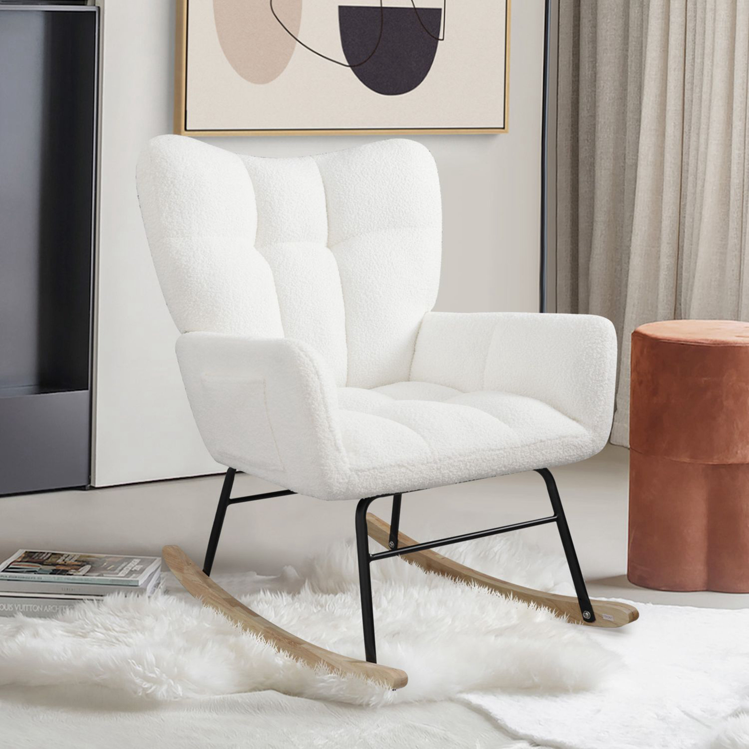 George Oliver Modern Rocking Accent Chair With Upholstered Rocker ...