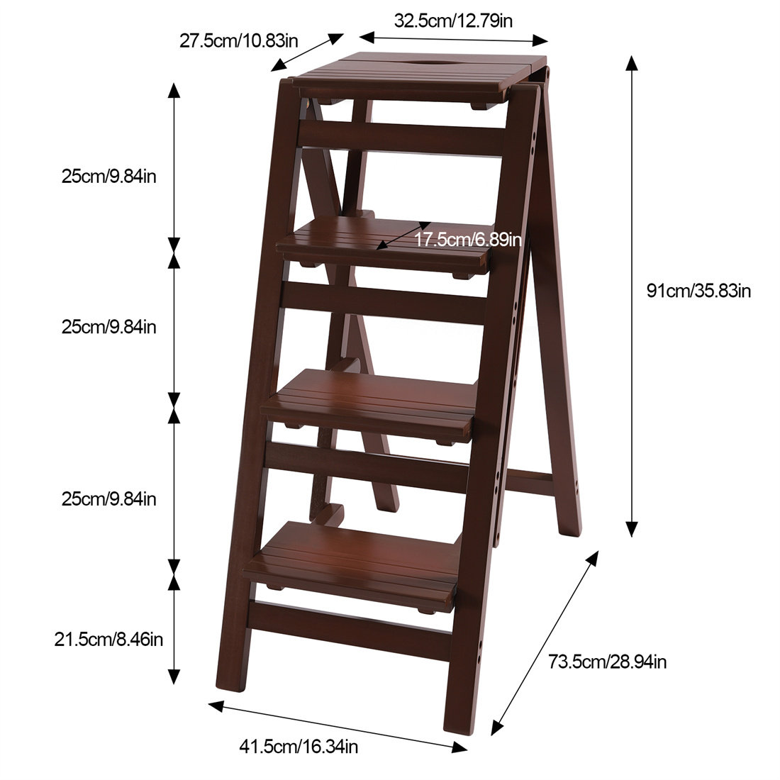 WFX Utility™ Sharatan 4 - Step Wood Folding Ladder & Reviews | Wayfair