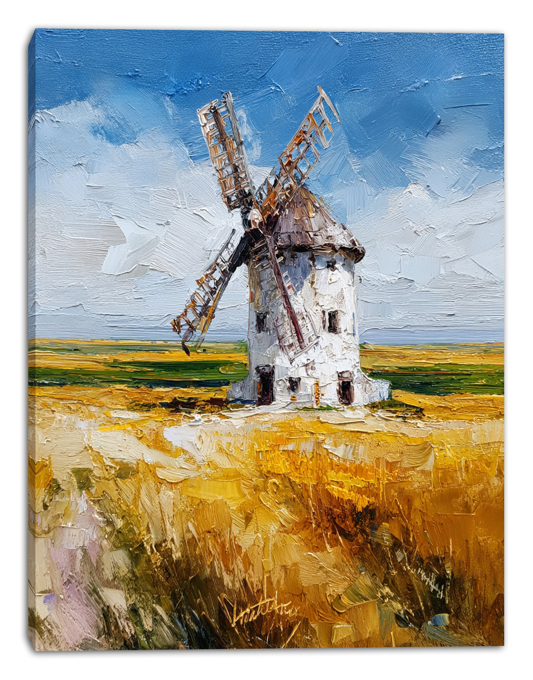 August Grove® Summer Windmill Trail Wrapped Canvas Wall Art | Wayfair
