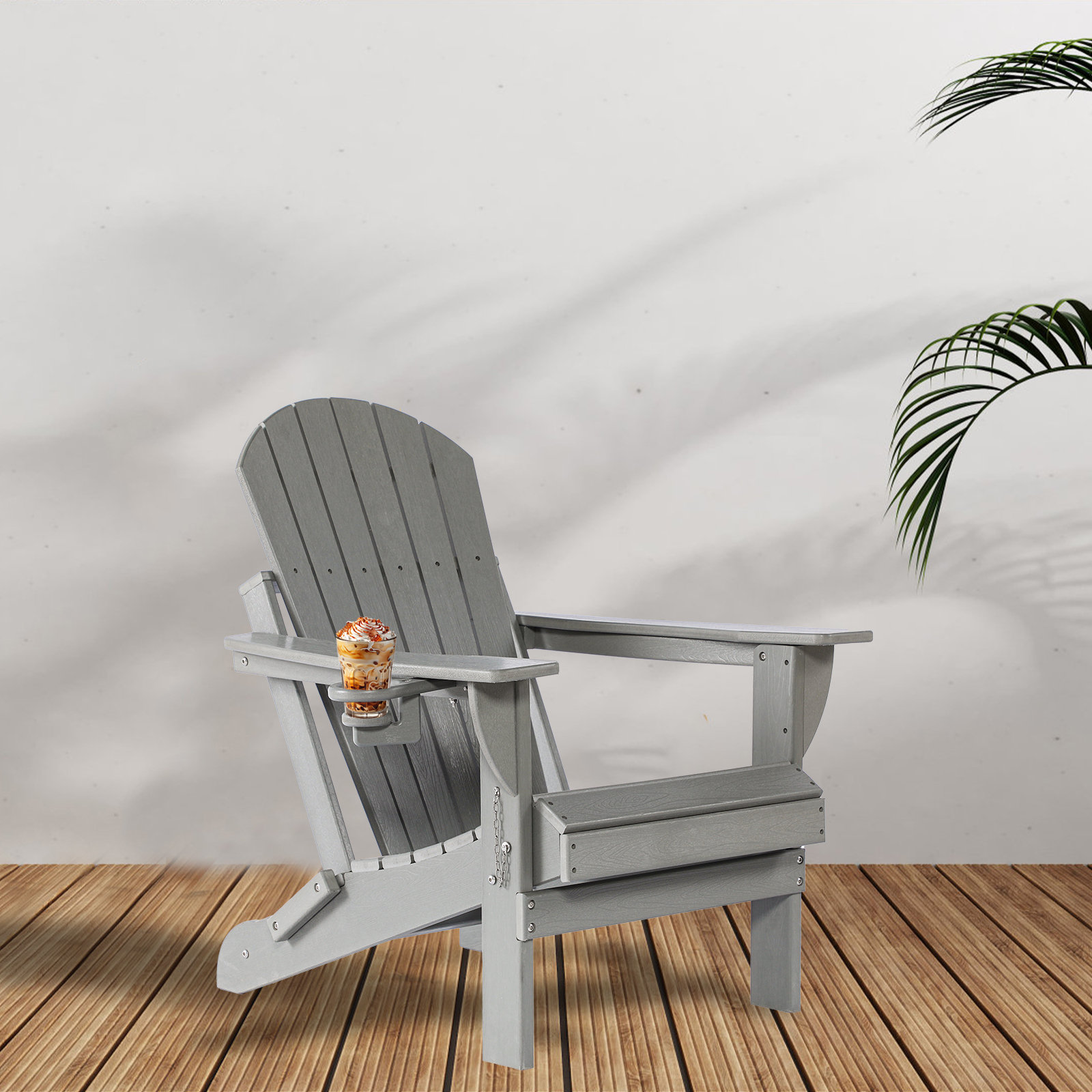 Beachcrest Home Folding Adirondack Chair Patio Chair Wood Texture ...